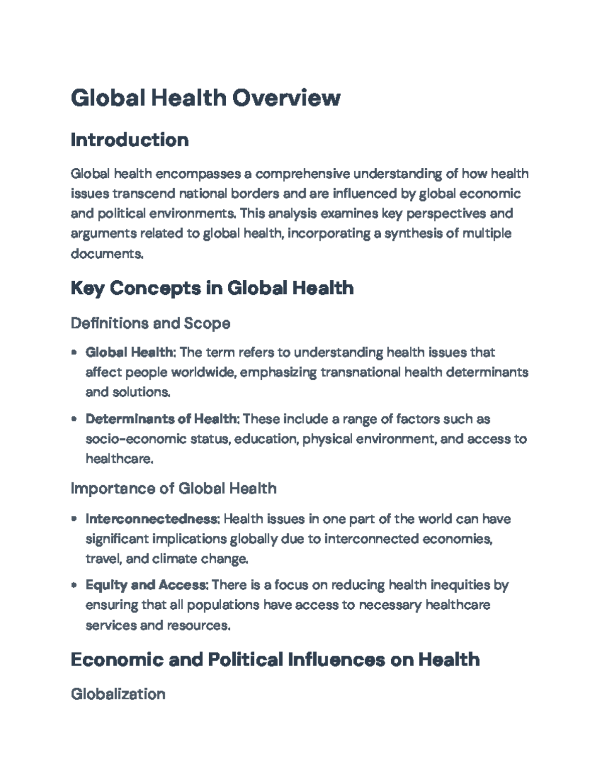 Global Health Overview: Key Concepts, Challenges, and Strategies ...
