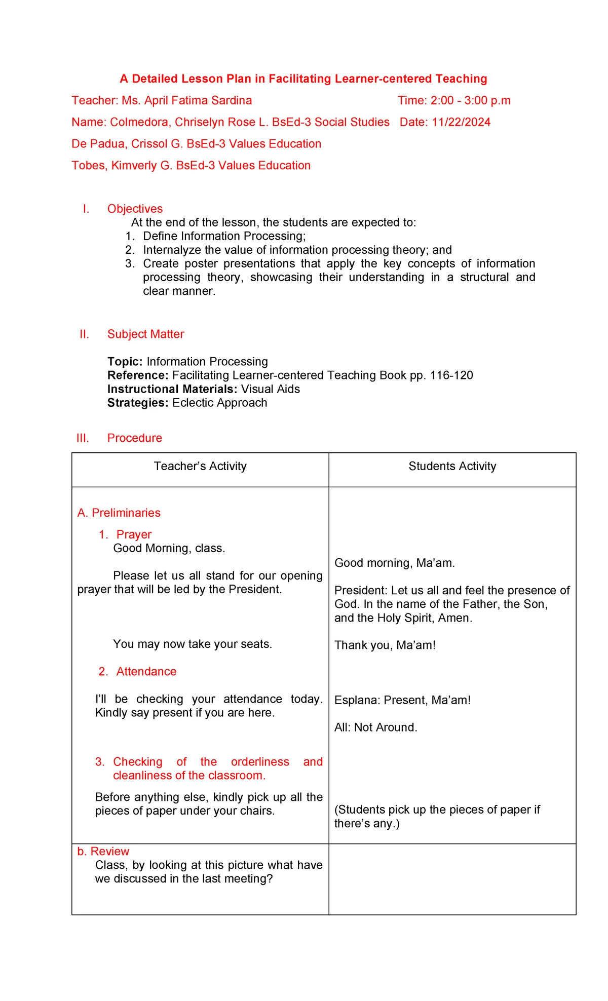 COT 2 - Lesson Plan for Filipino, Grade II (SY 23-24) - Studocu