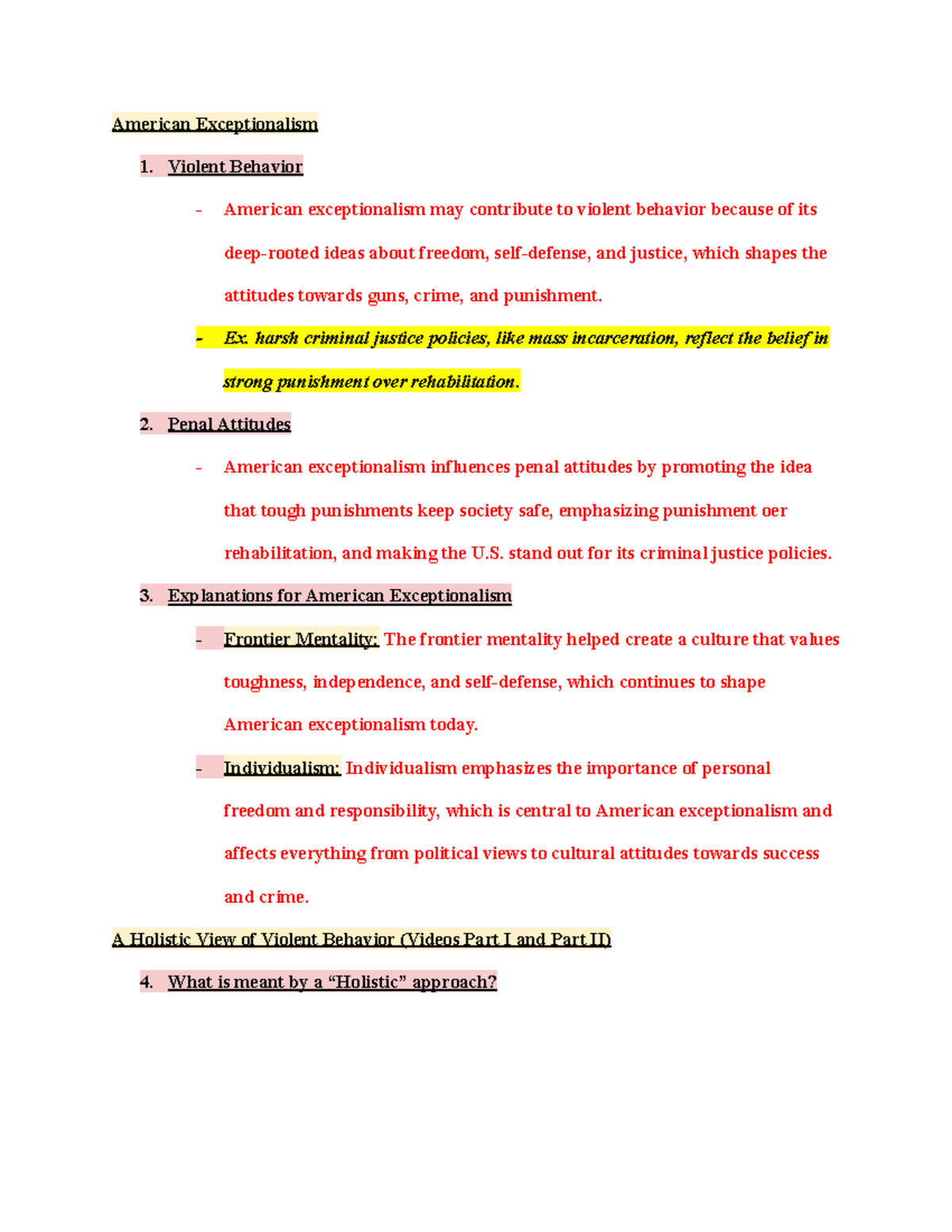 CJS 360 Midterm Study Guide: Understanding Violent Behavior and ...