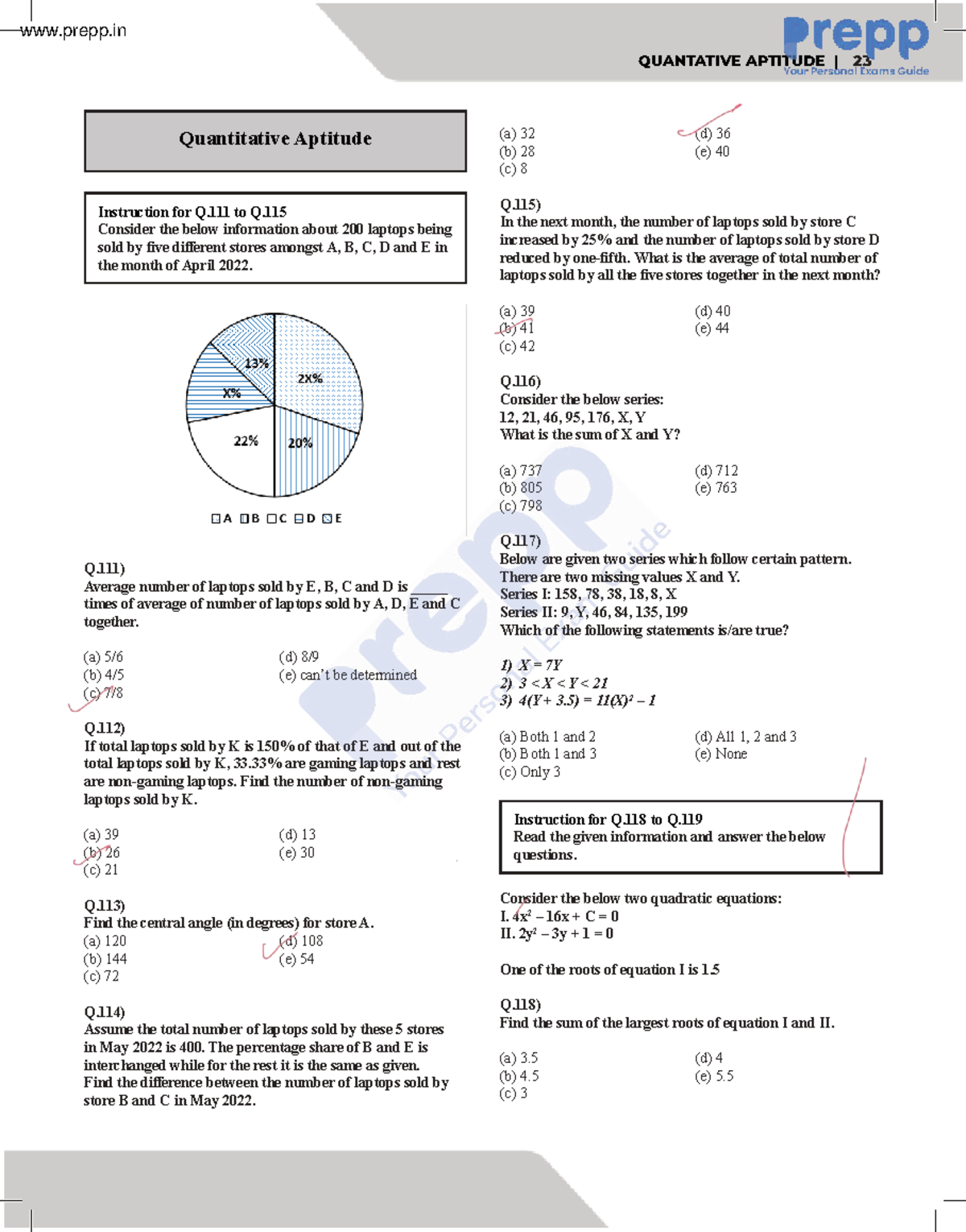 RBI PYP Phase 01 2023: Quantitative Aptitude Practice Questions - Studocu