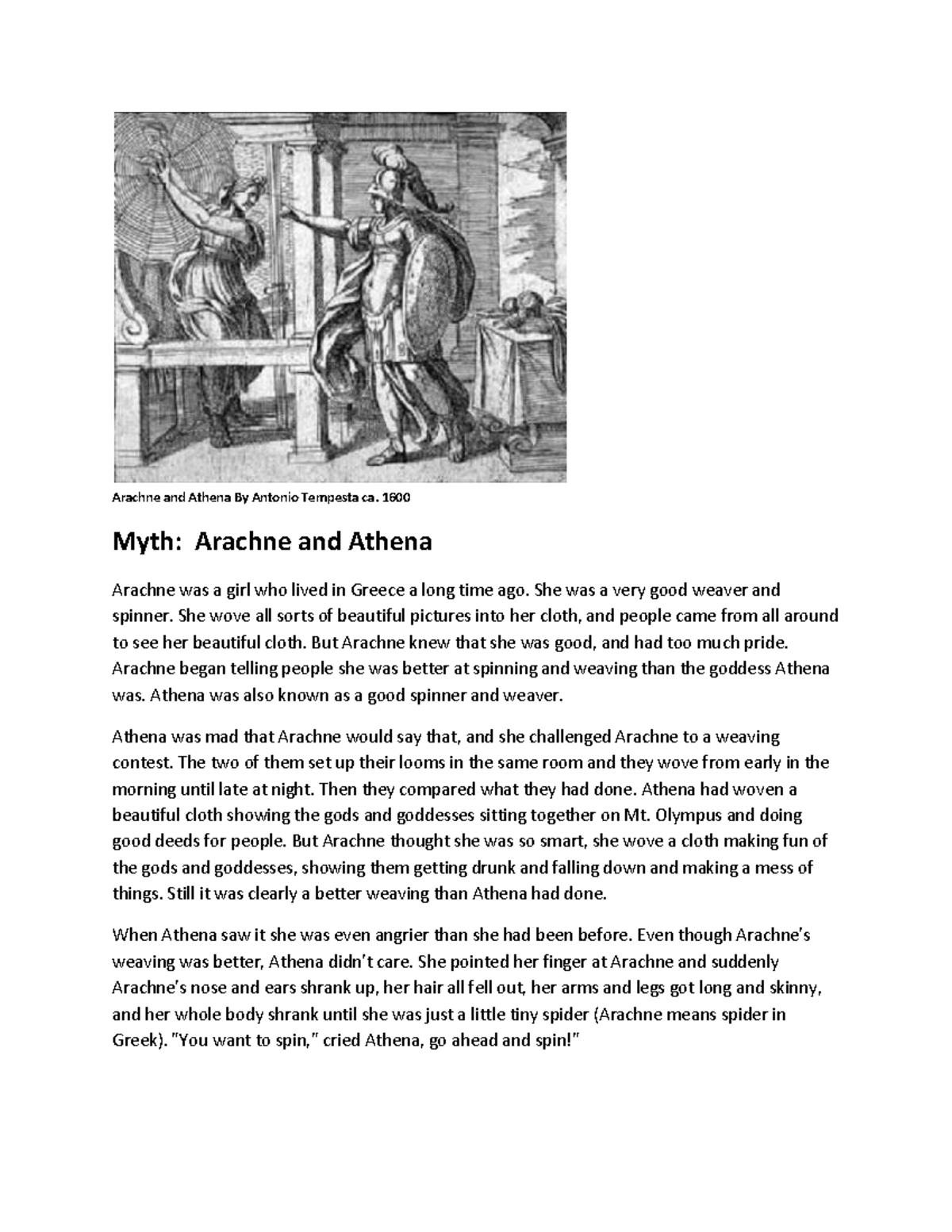 Athena Arachne - Good - Arachne and Athena By Antonio Tempesta ca. 1600 ...