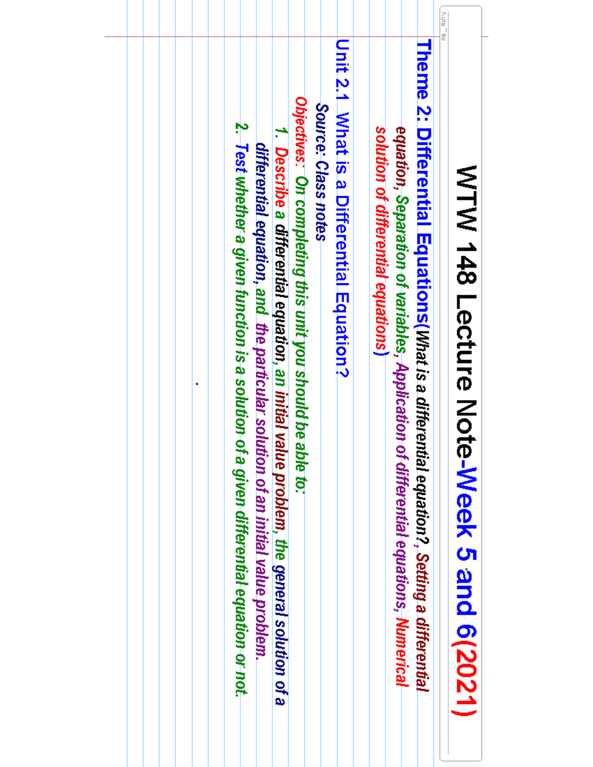 WTW 148 Lecture Note - WTW 148 Lecture Note -Week 5 and 6 (2021) Theme ...