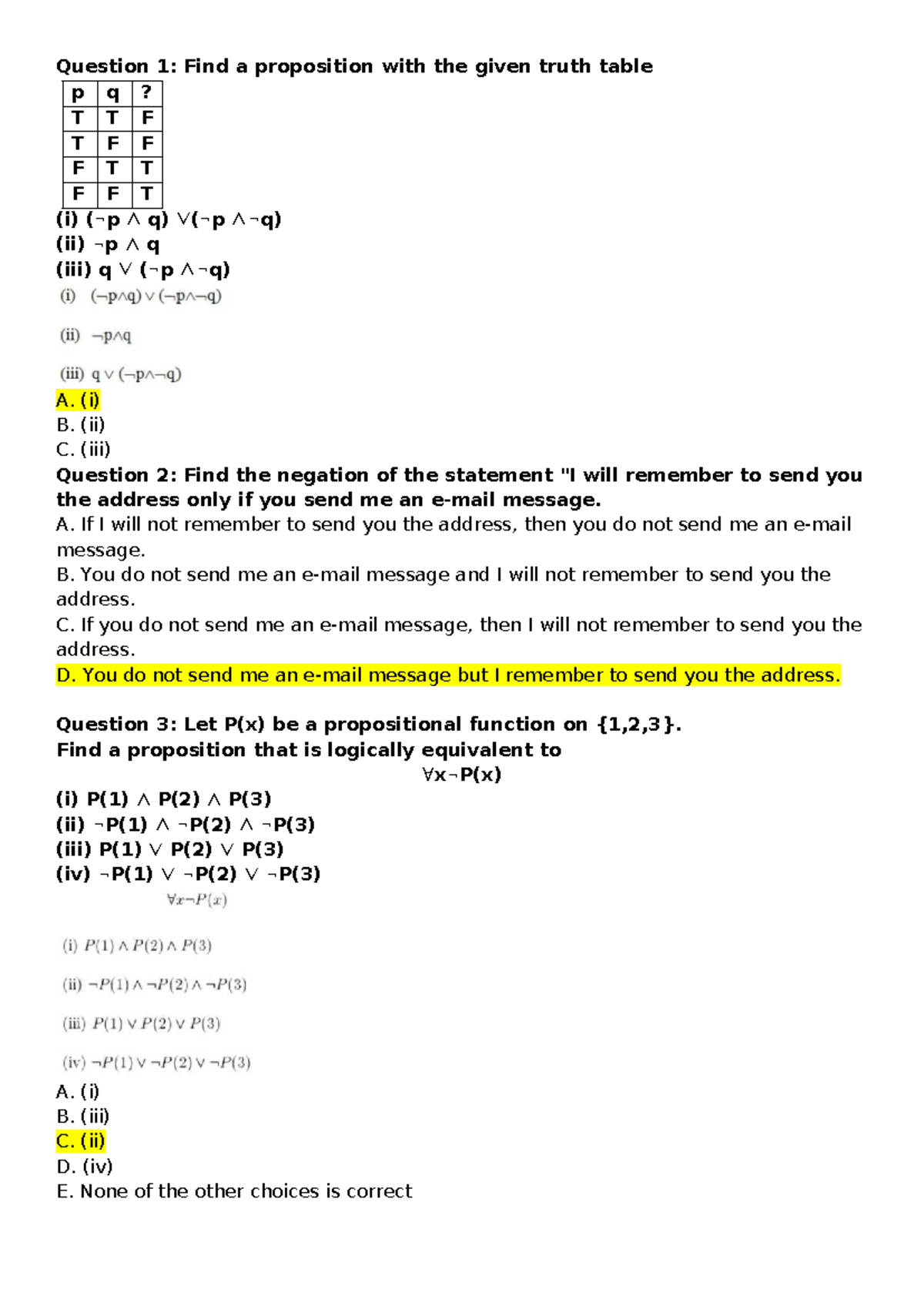 MAD101 SU25 Final Exam: Propositional Logic and Algorithms - Studocu
