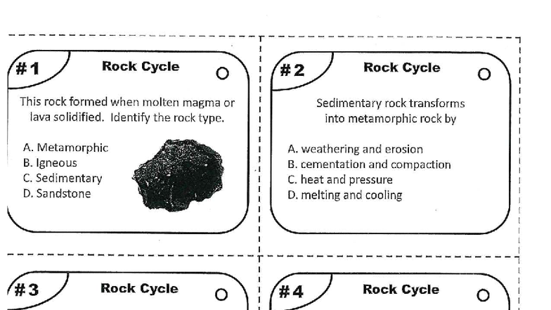 Rock Cycle Quiz: Understanding Rock Transformations and Types - Studocu