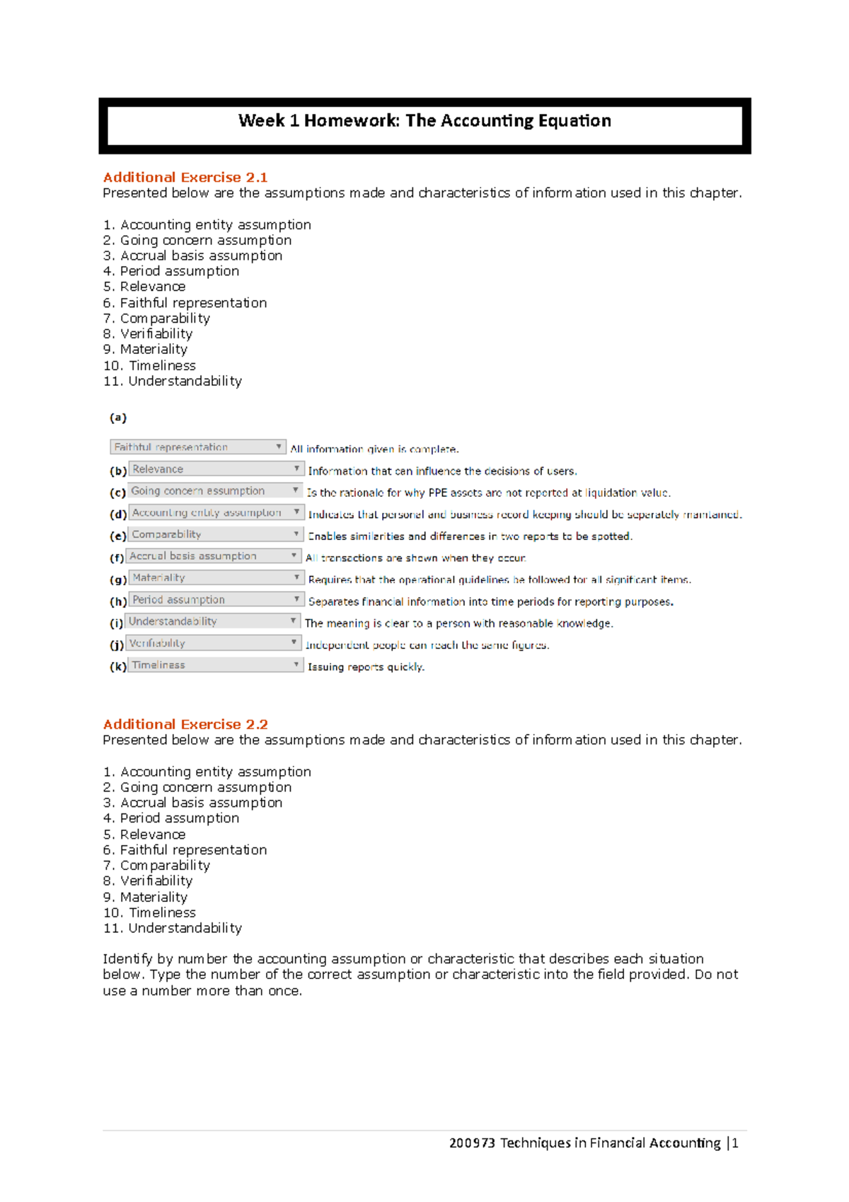 TFA Quizzes and main Assignment - Additional Exercise 2. Presented ...
