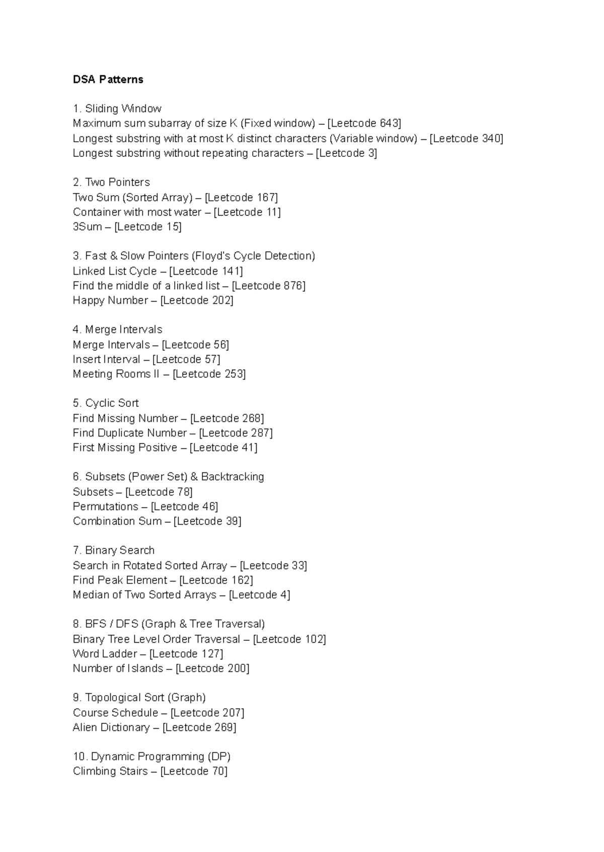 DSA Patterns: Key Concepts & Techniques for Interviews - Studocu