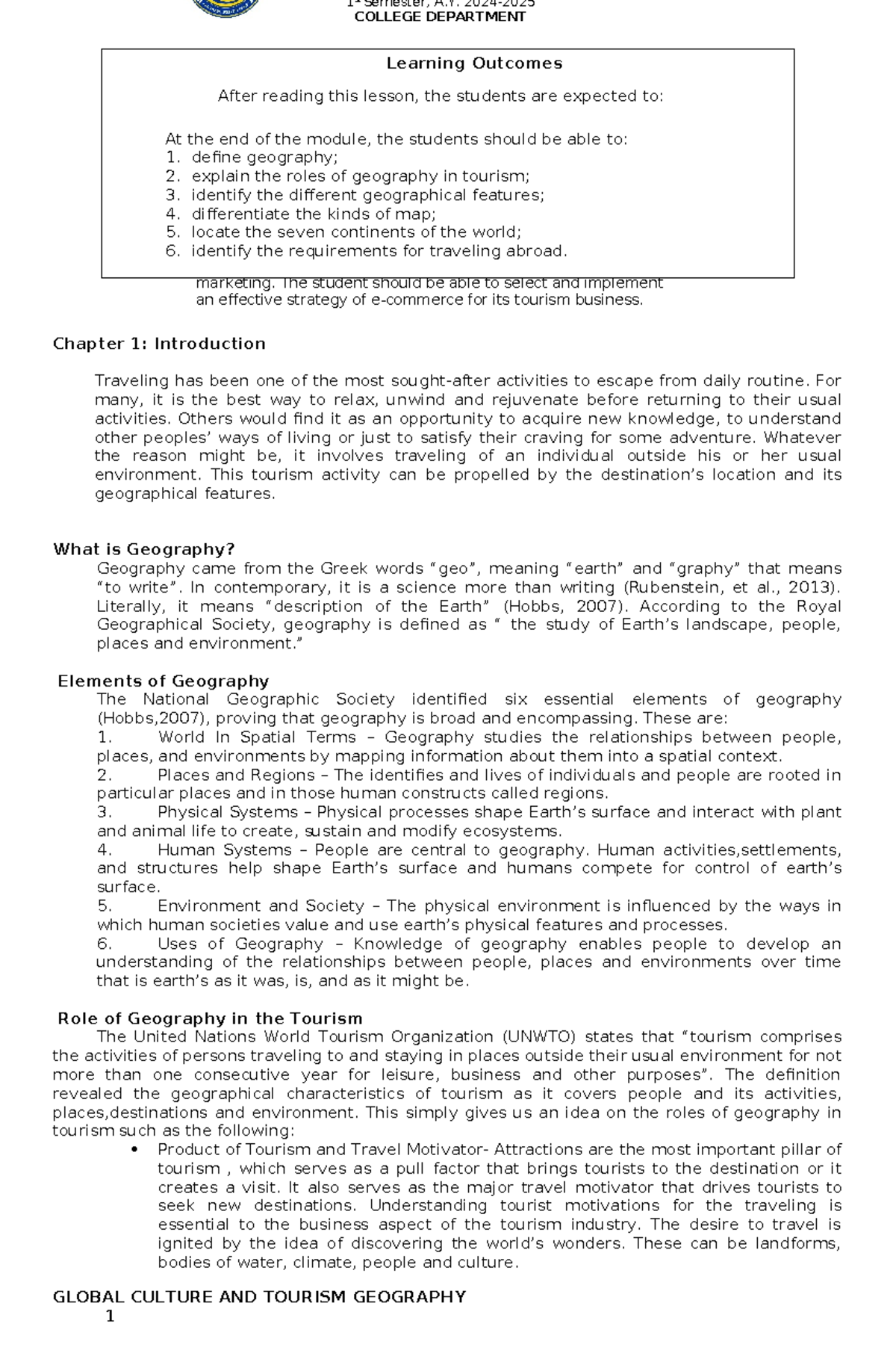 Module 1 - all about the introduction of global - Chapter 1 ...