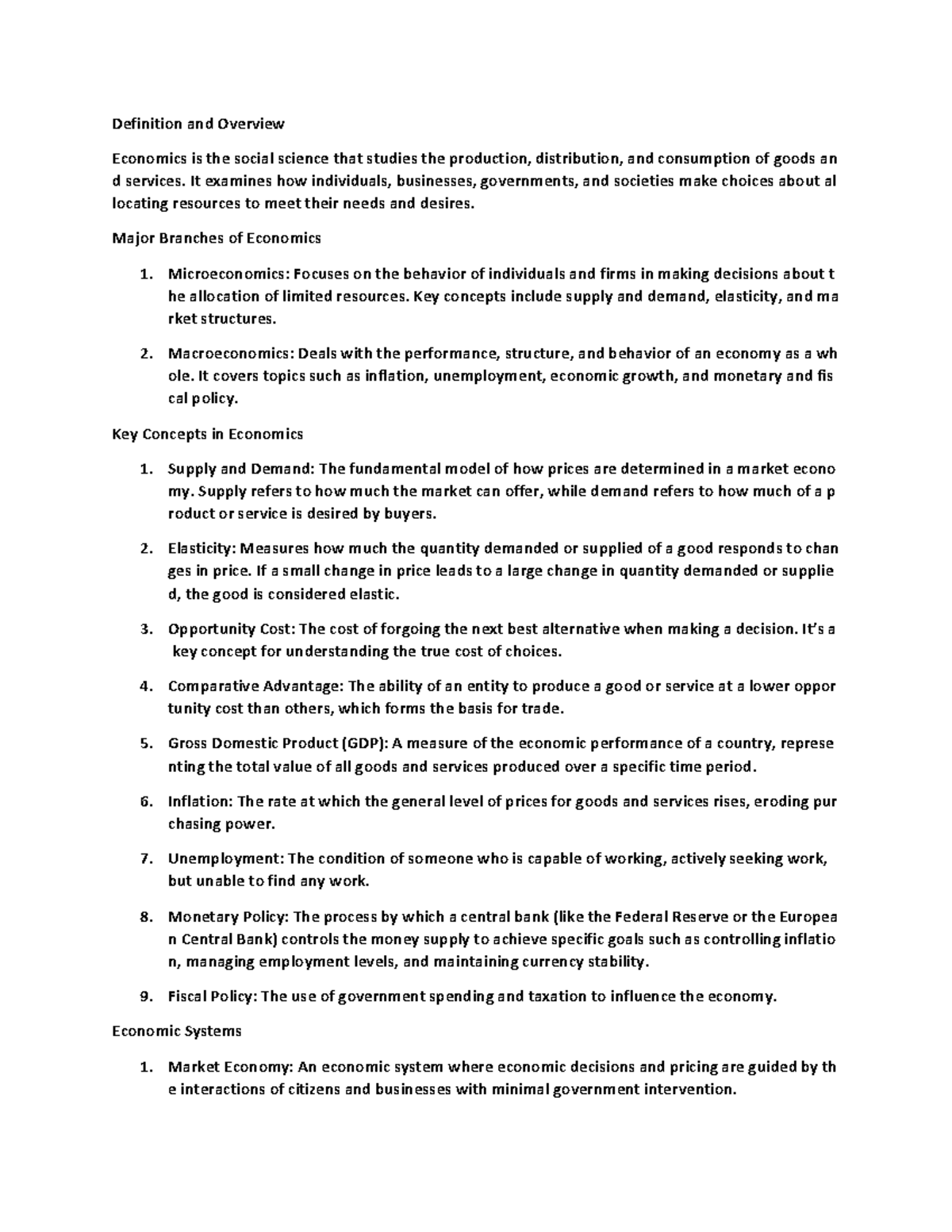 Economics - 5goe5to54jot5jroyt - Definition and Overview Economics is ...