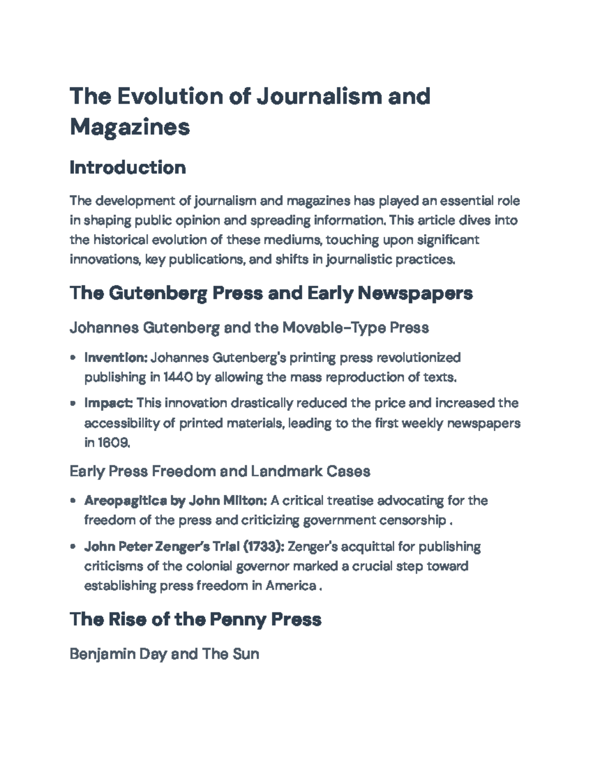 HIST 201: A Historical Overview of Journalism & Magazines Evolution ...