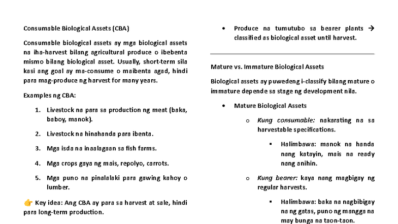 Consumable Biological Assets (CBA): Overview and Key Concepts - Studocu