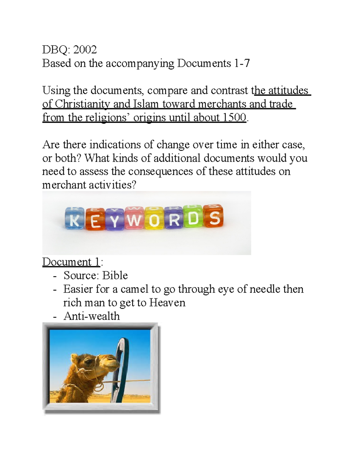 Notes on DBQ: Christianity & Islam Attitudes Toward Trade - Studocu