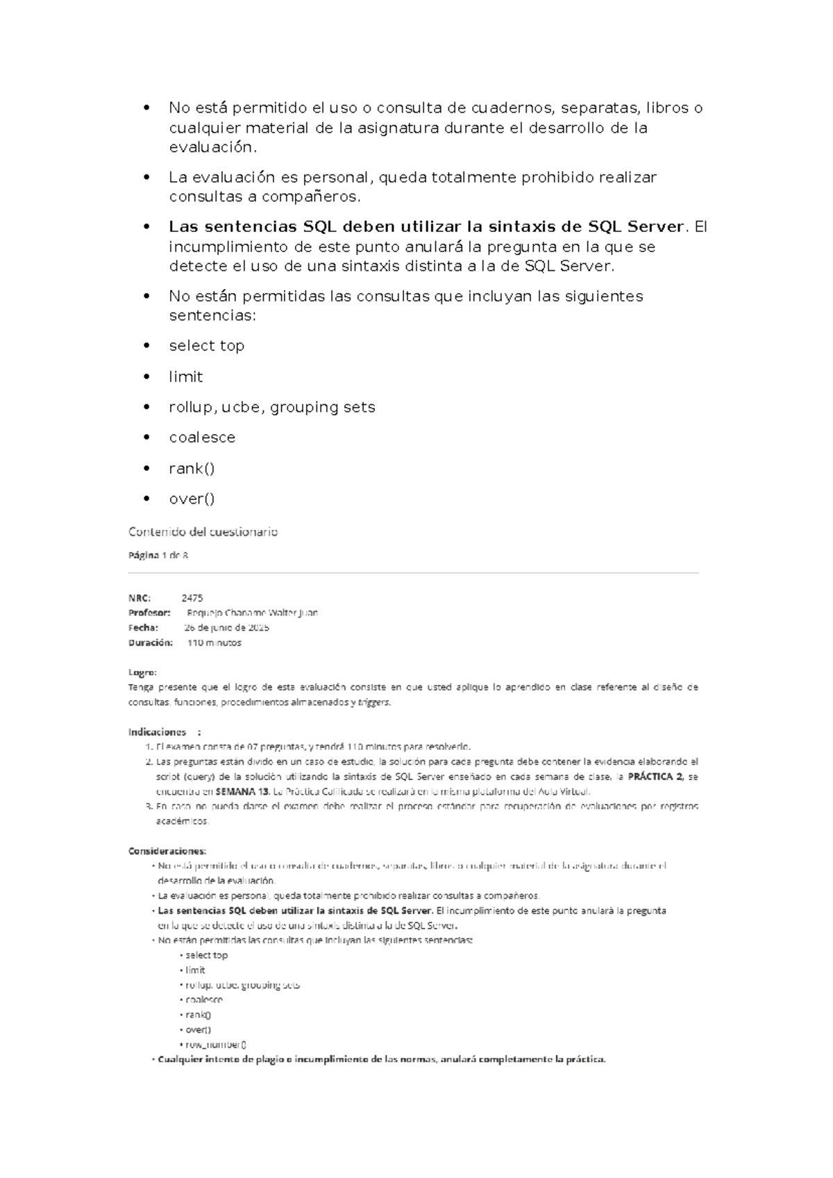 Reglamento de Evaluación SQL Server - Asignatura dffsdfds - Studocu