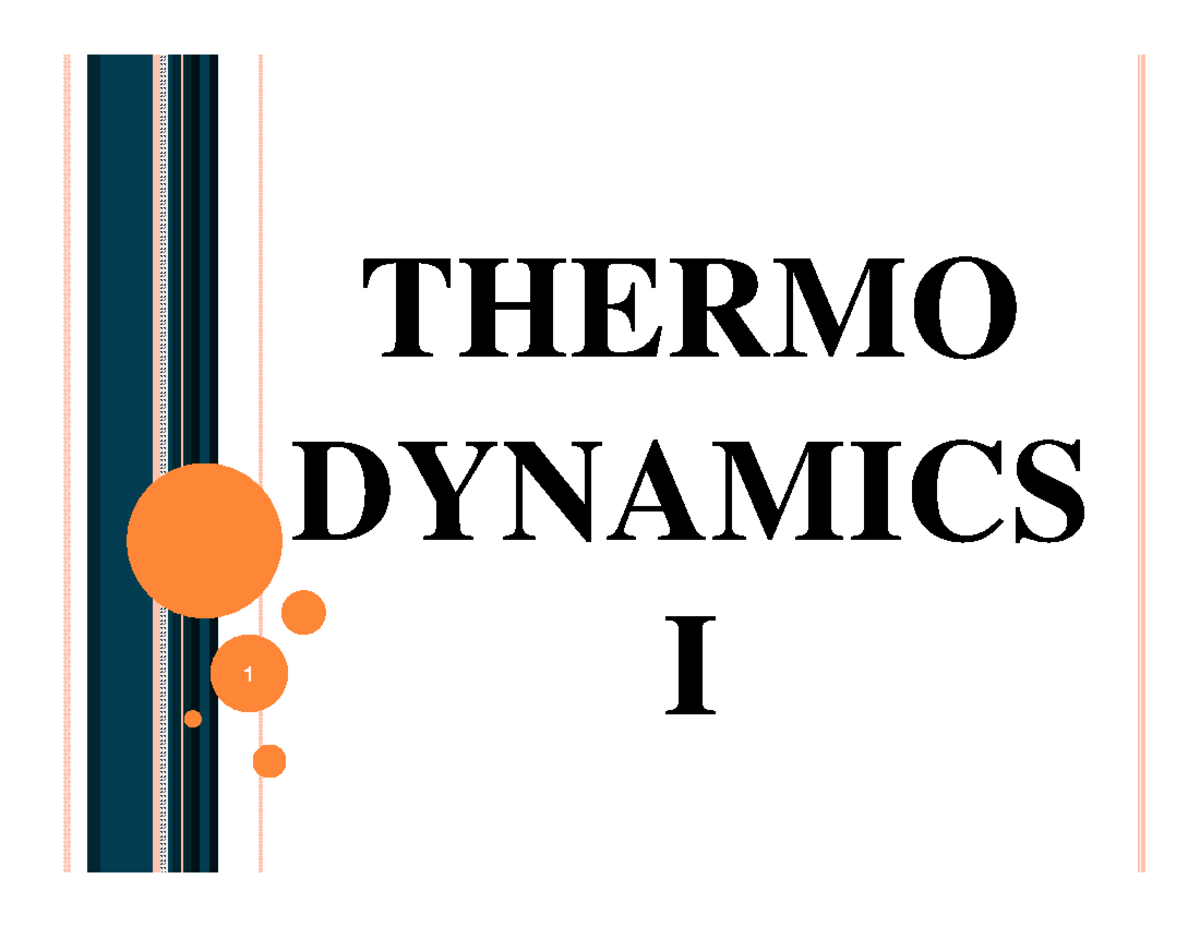 Thermodynamics 1 - Lecture Notes on Basic Concepts and Principles - Studocu