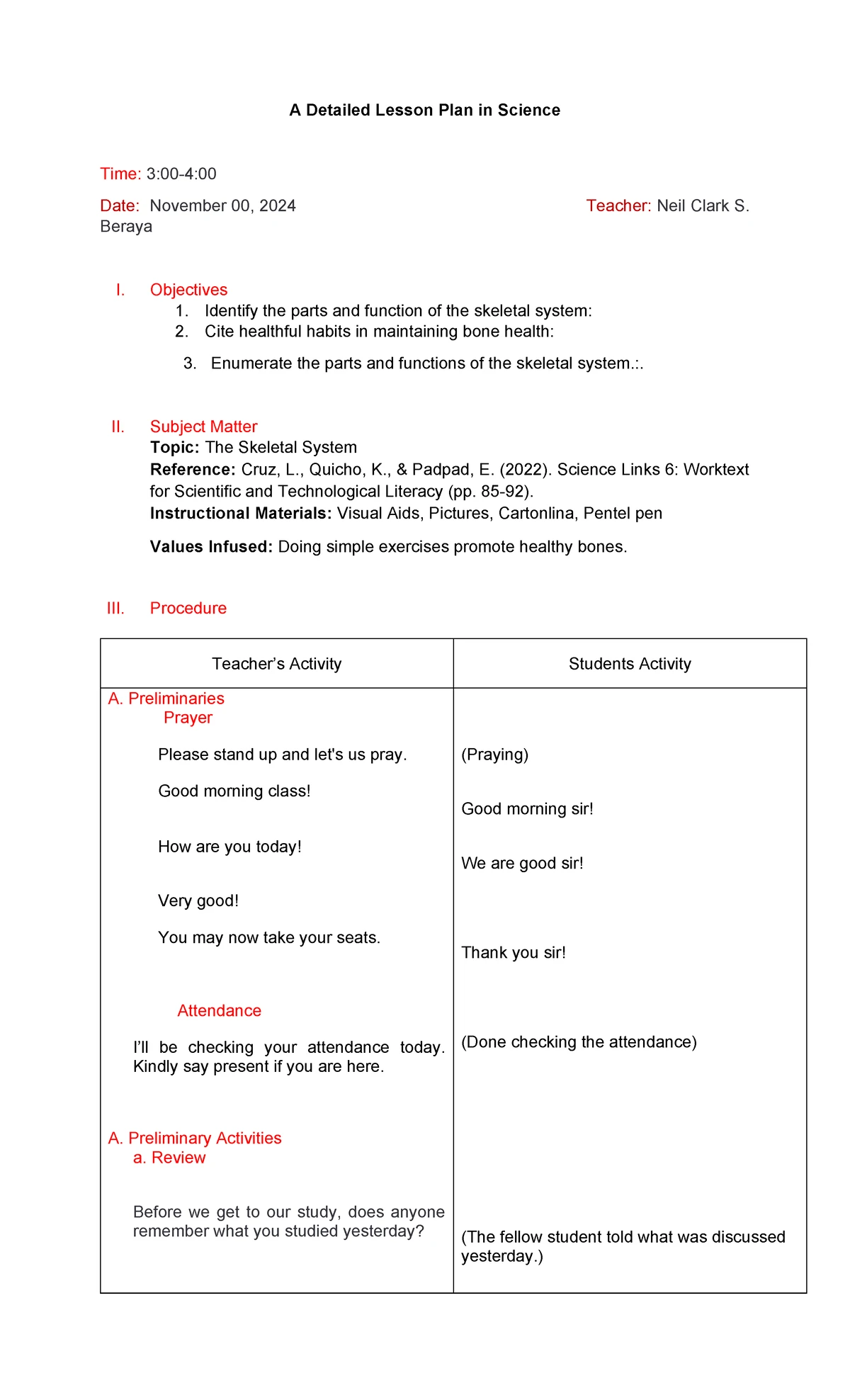 Grade 4 Science Lesson Plan: Water Sources & Conservation - Studocu