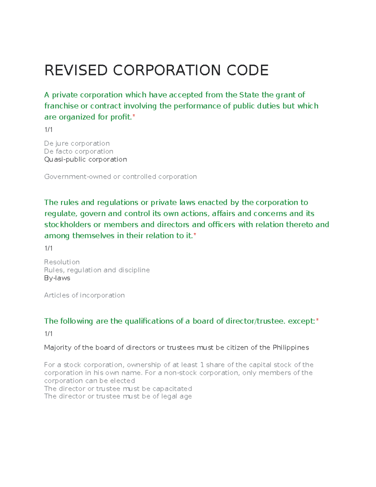 Revised Corporation Code: Key Concepts and Regulations Explained - Studocu