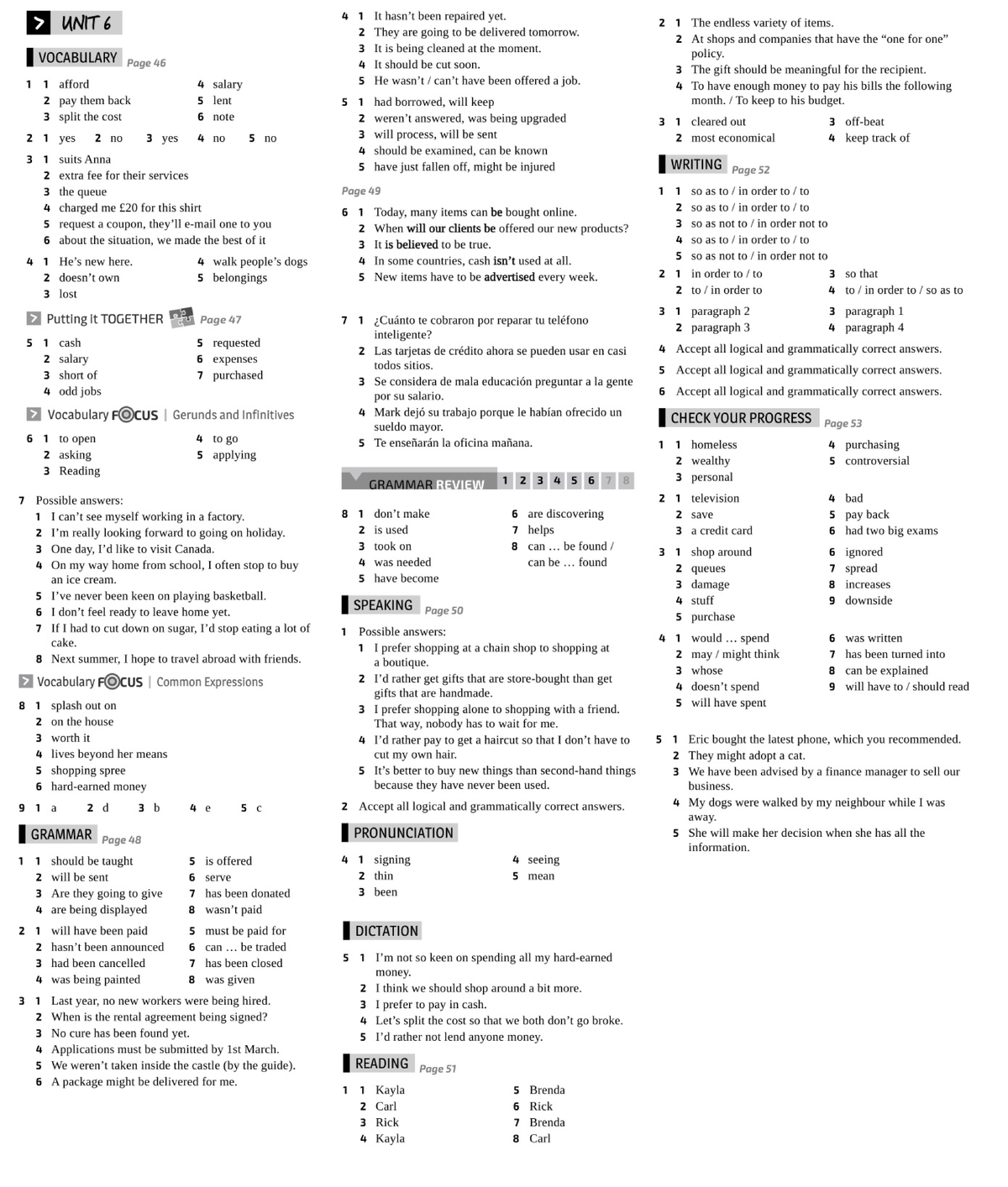 Unit 6 Workbook Answer Key (Course Code: 6) - Studocu