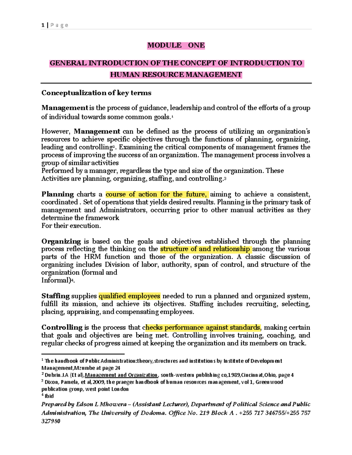 PO 224 Notices OG - Human resource management notes for second year ...