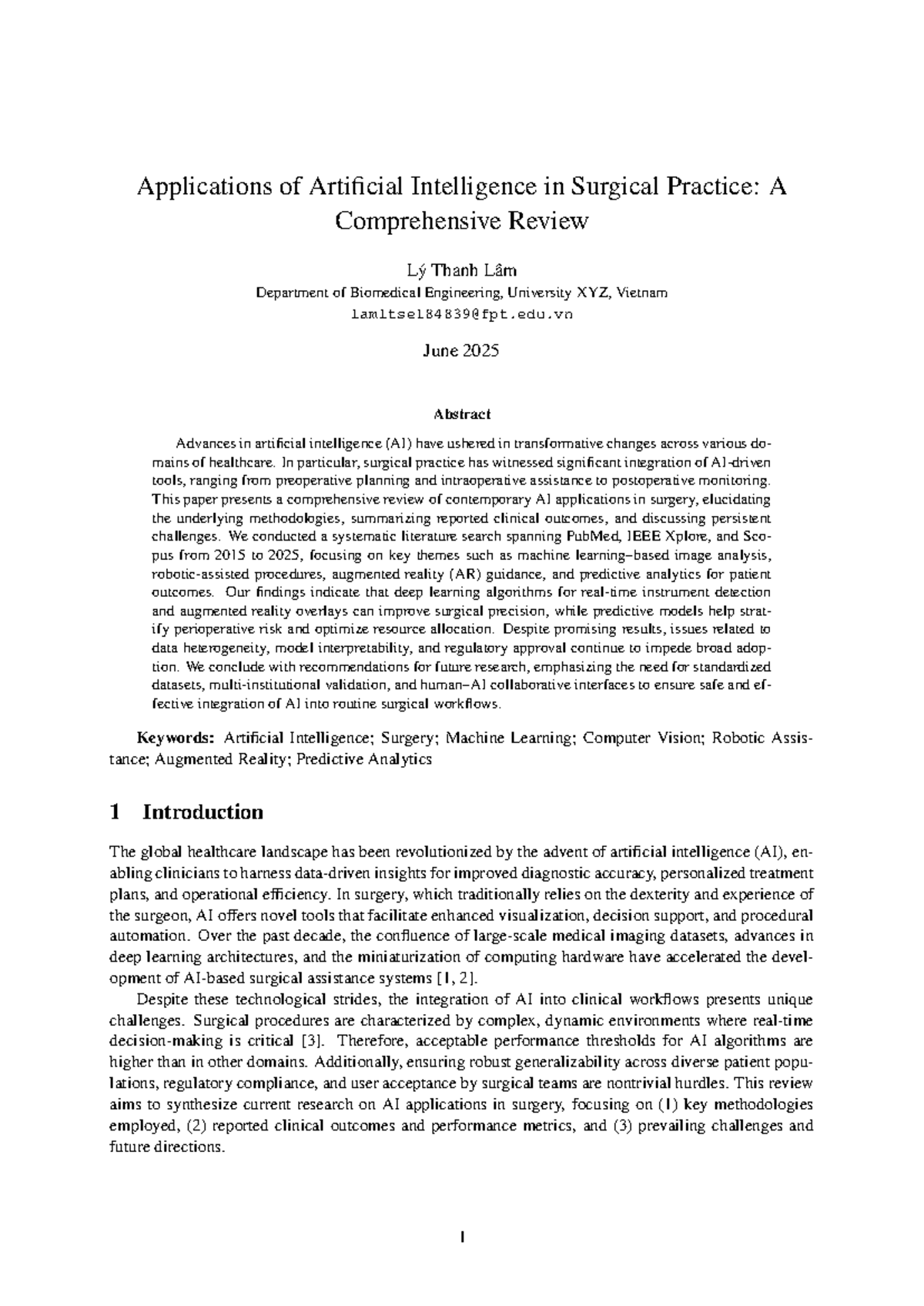 AI Applications in Surgical Practice: A Comprehensive Review (BME 2025 ...