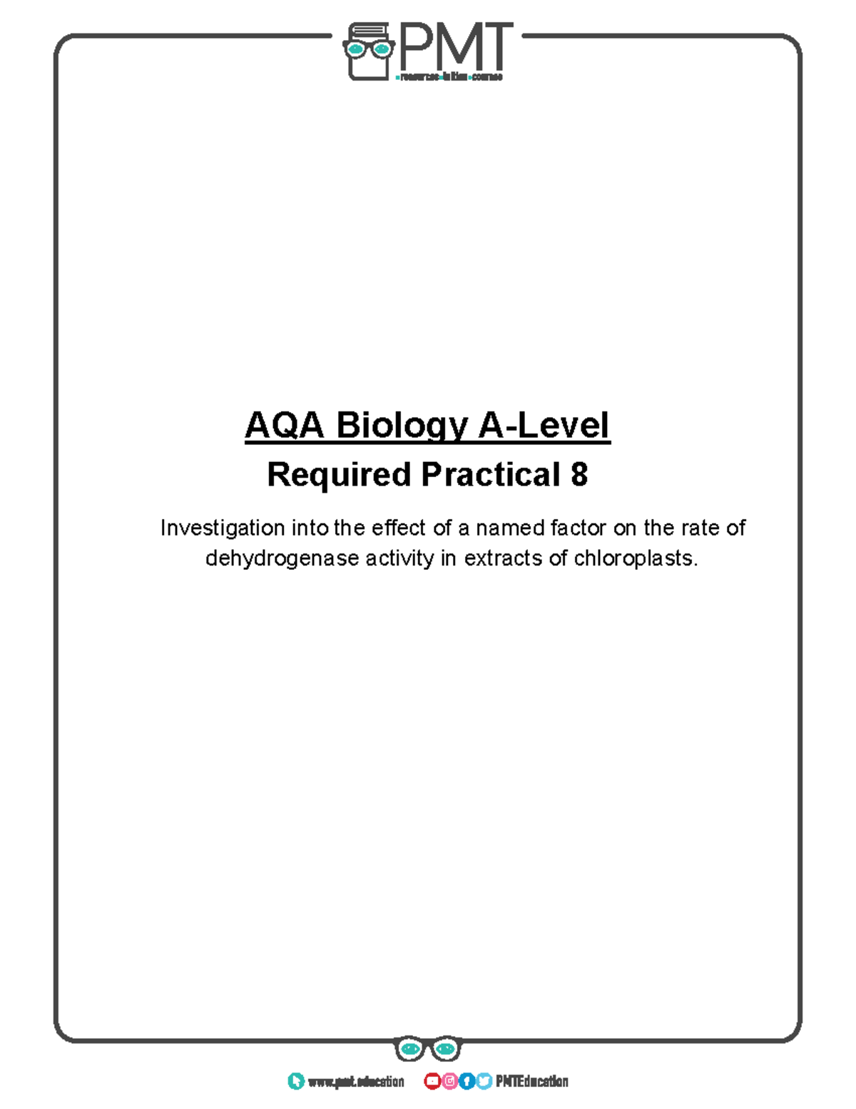 RP 08 - Investigating Dehydrogenase Activity in Plant Chloroplasts ...