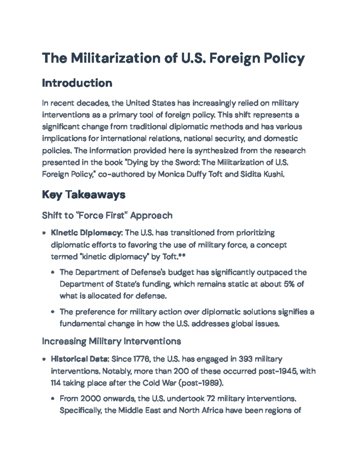 The Militarization of U.S. Foreign Policy: Key Insights from "Dying by ...
