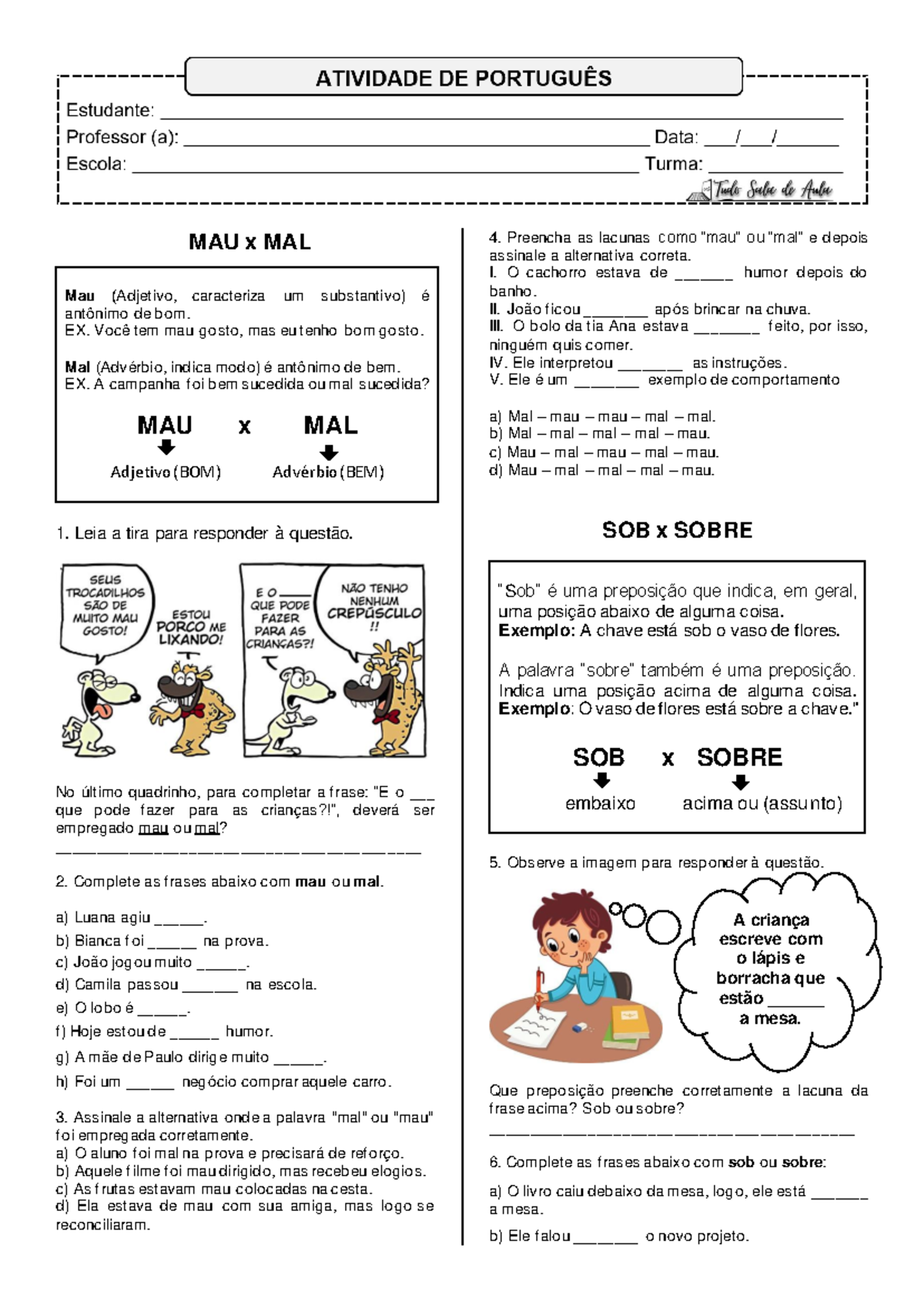 Ortografia IV - Mau e Mal: Entendendo as Diferenças e Uso - Studocu