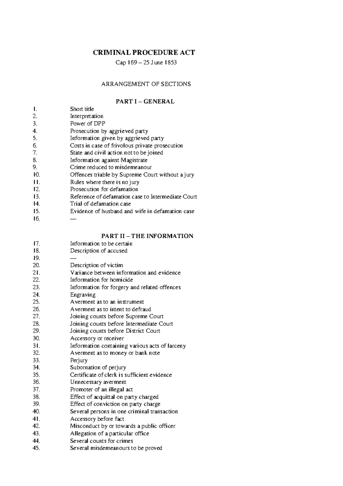 CRIMINAL PROCEDURE ACT Cap 169: Comprehensive Overview and Sections ...
