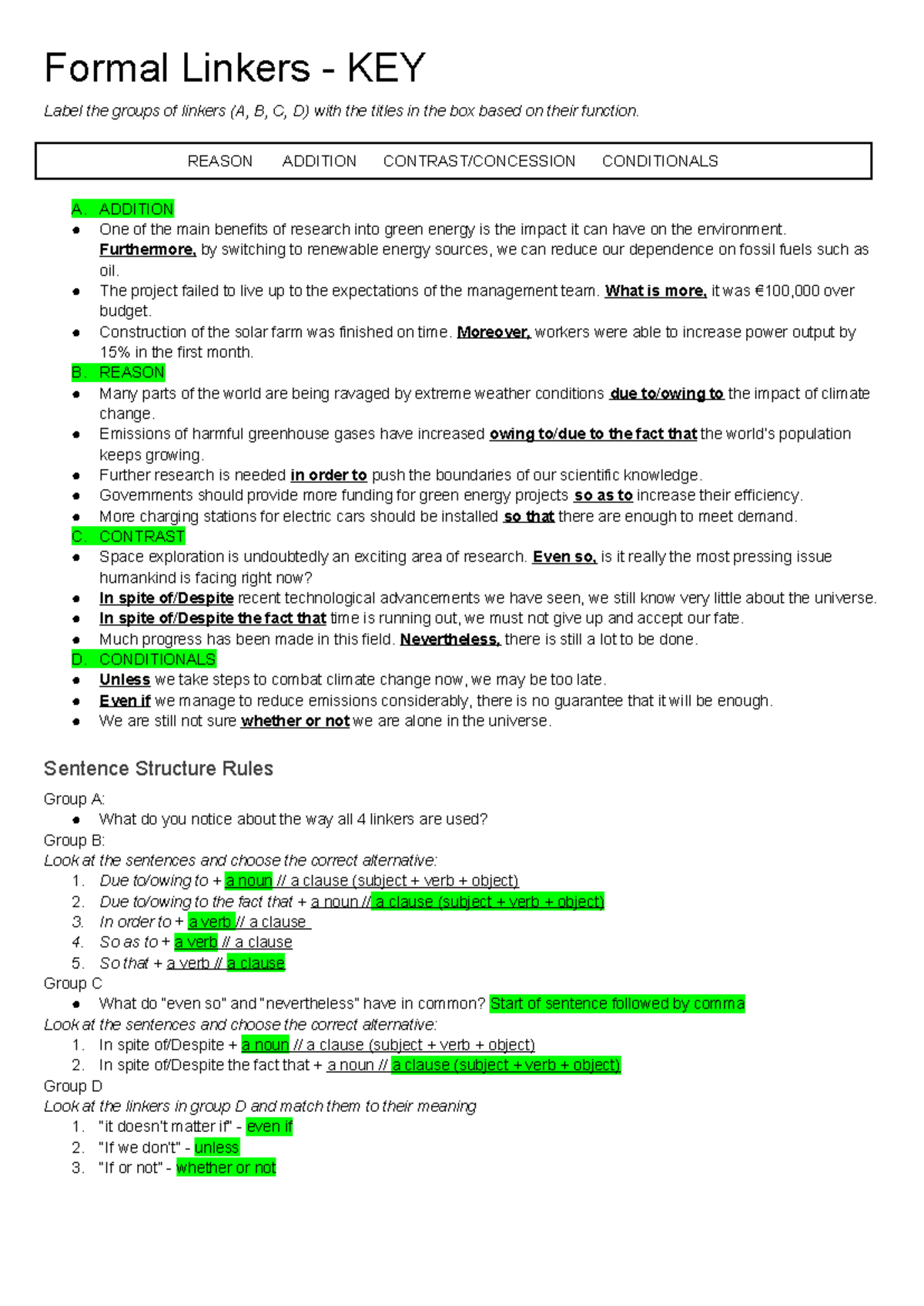 Formal Linkers: Comprehensive Guide to Key Functions and Uses - Studocu