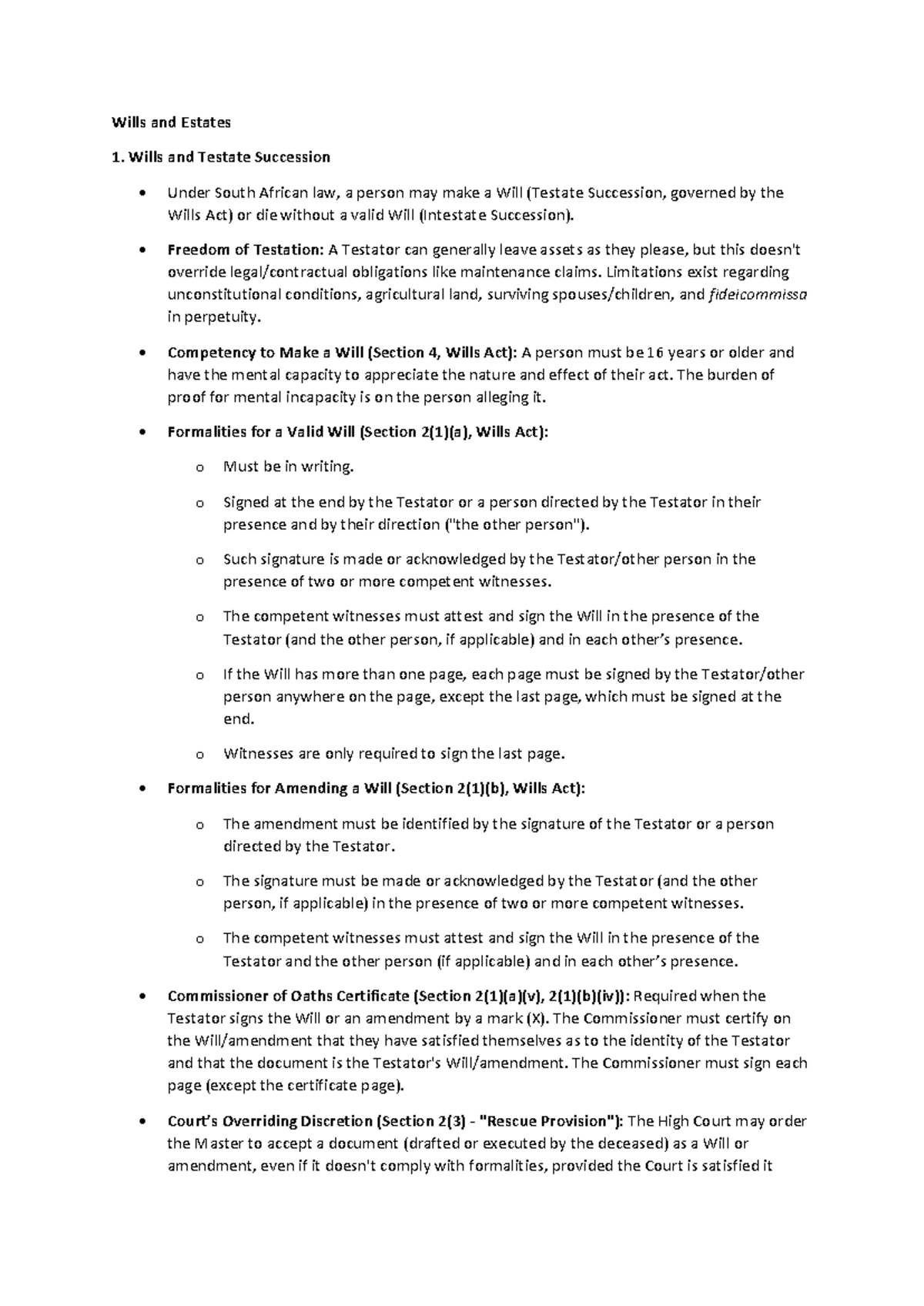 Wills and Estates 1: Overview of Testate and Intestate Succession - Studocu