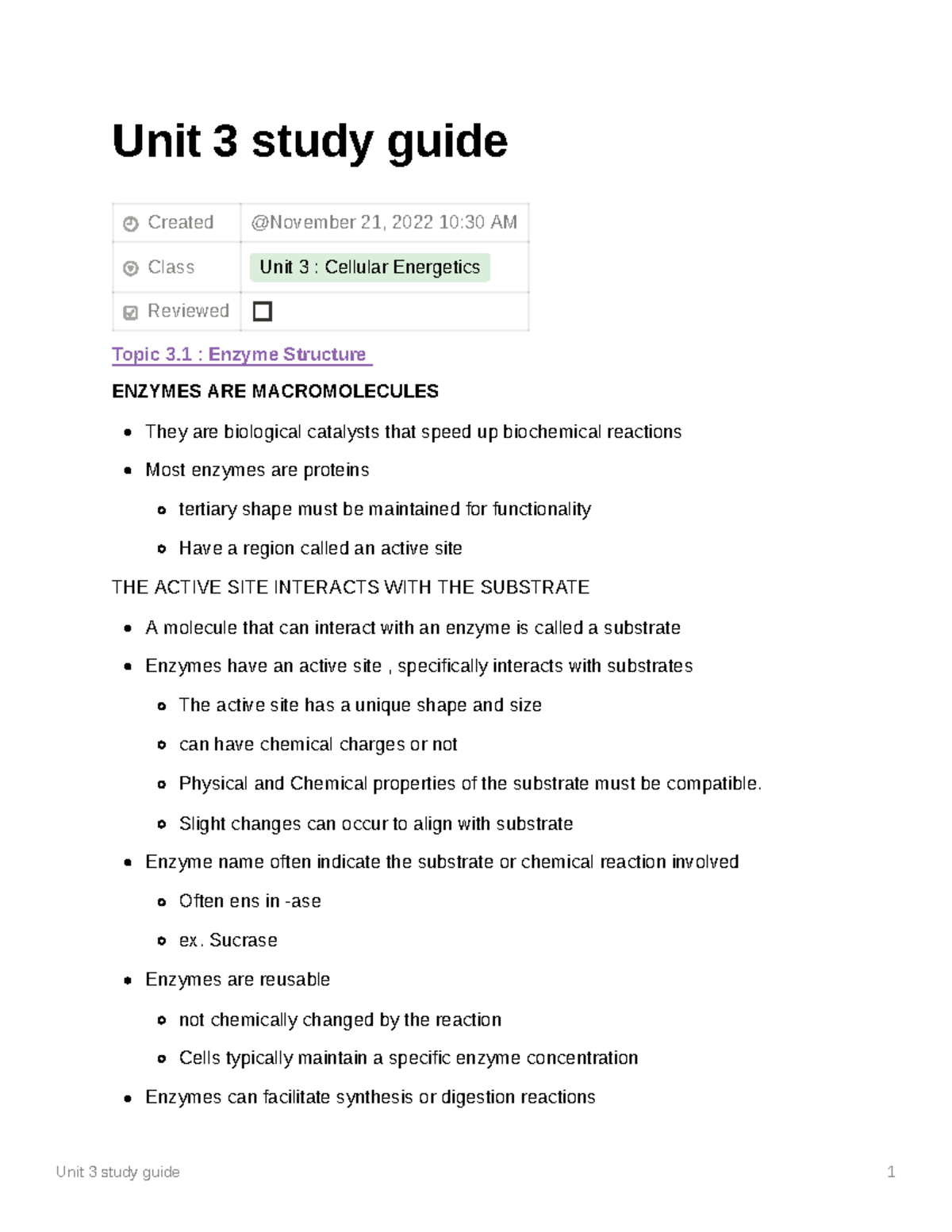 Unit 3 study guide - AP bio Unit 3 Ap classroom notes - Unit 3 study ...