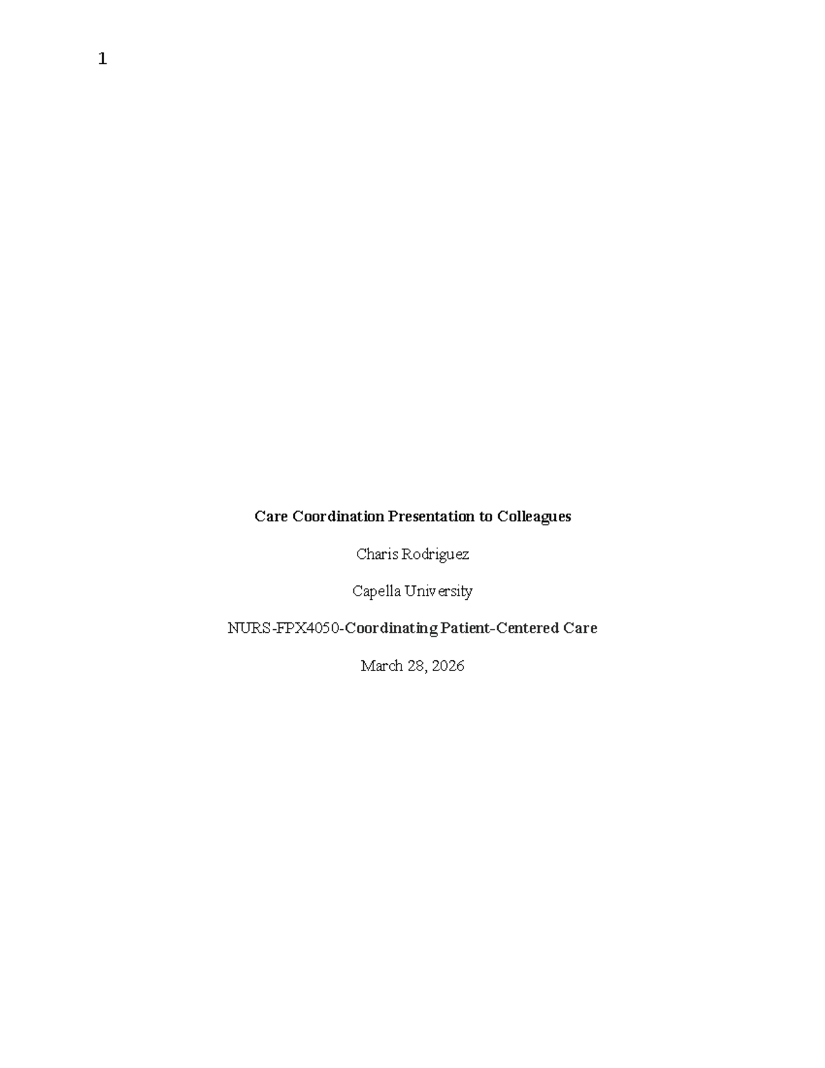 Care Coordination Presentation: Enhancing Patient Outcomes (4050) - Studocu