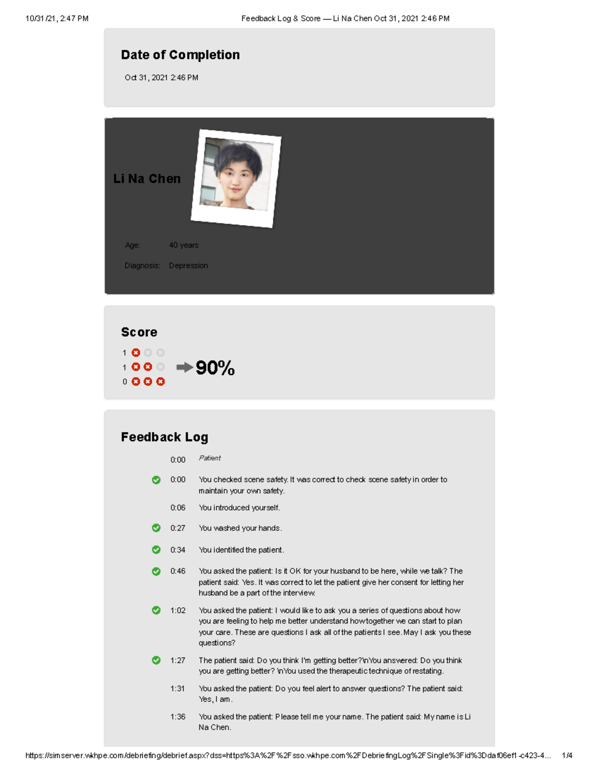 part 2 Li Na Chen Feedback Log & Score — Li Na Chen - Date of ...