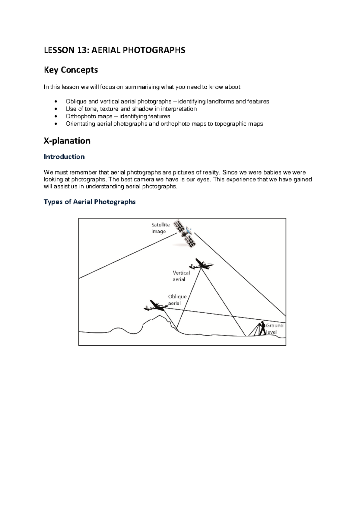 Geography 11: Summary Notes on Aerial Photographs for Lesson 13 - Studocu