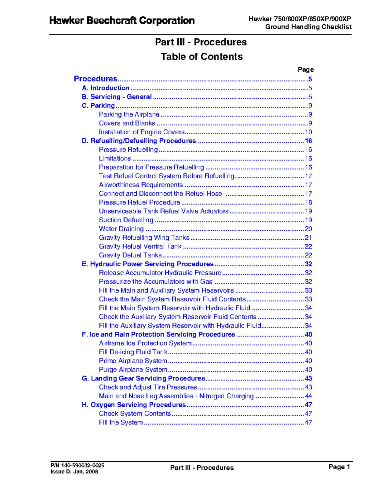Hawker Ground Handling Checklist Procedures (Issue D) - Studocu
