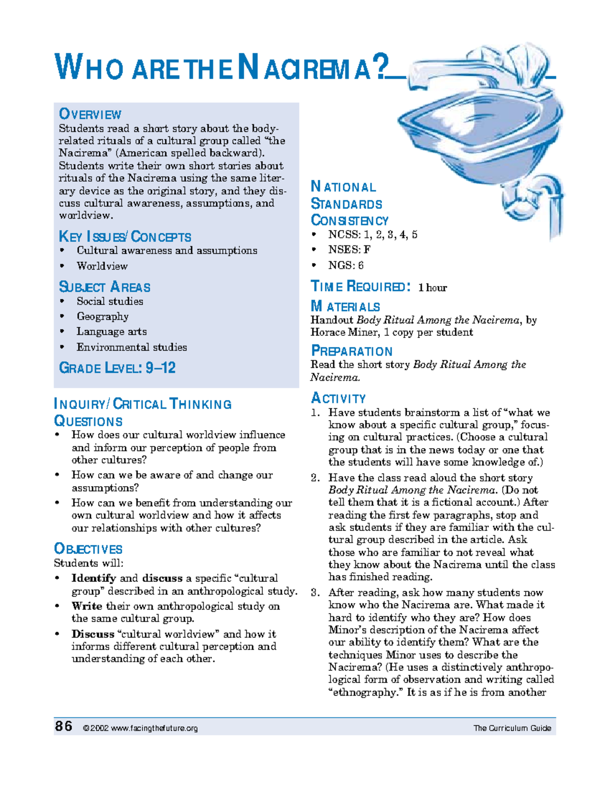 Nacirema-lesson - Additional exercise - INQUIRY/CRITICAL THINKING ...