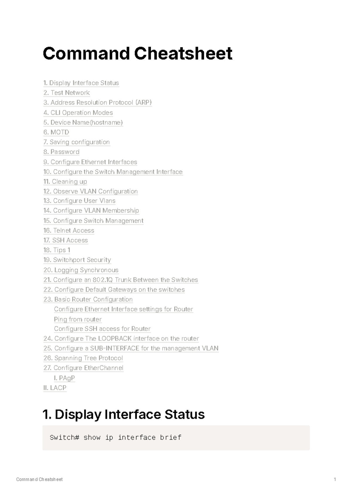 Command Cheatsheet for CCNA Practice Configuration Steps - Studocu