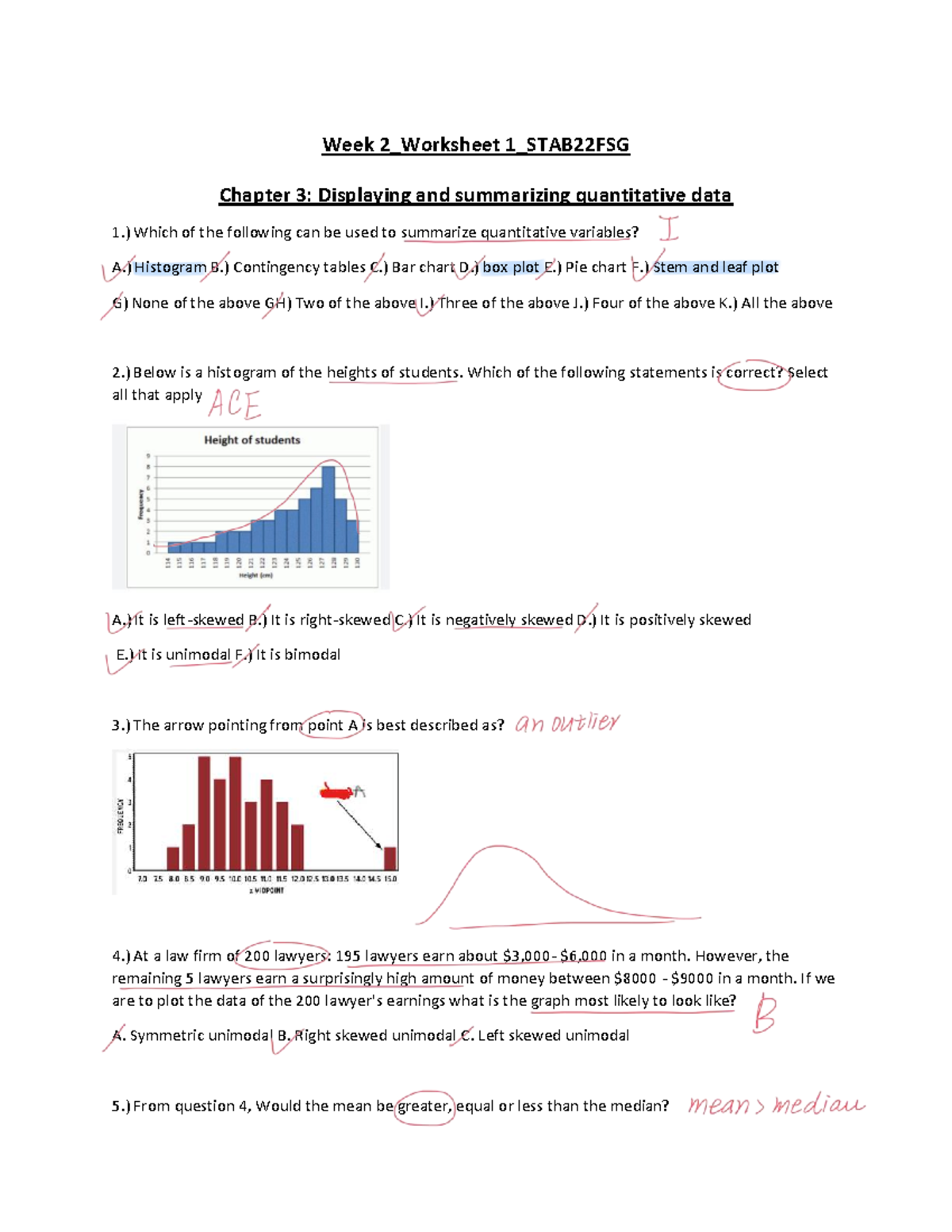 Week 2 Worksheet 1 - STAB22FSG: Summarizing Quantitative Data - Studocu