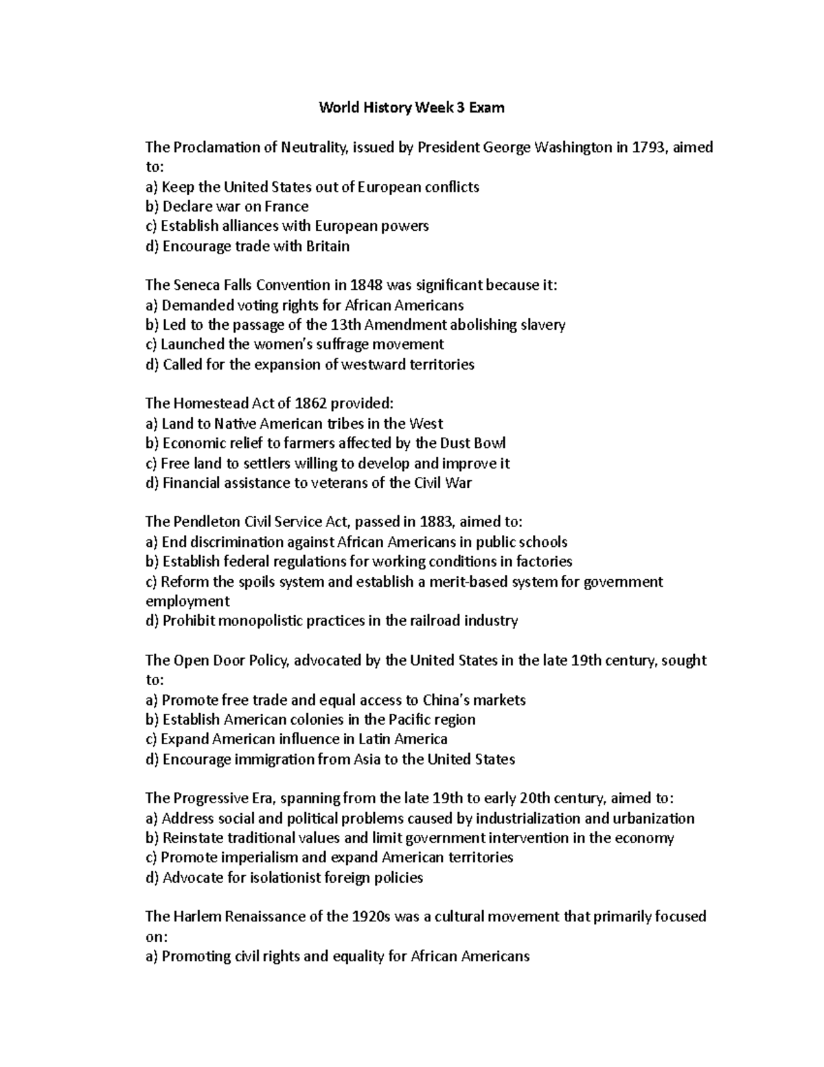 AP US History Week 3 Exam Review and Key Concepts - Studocu