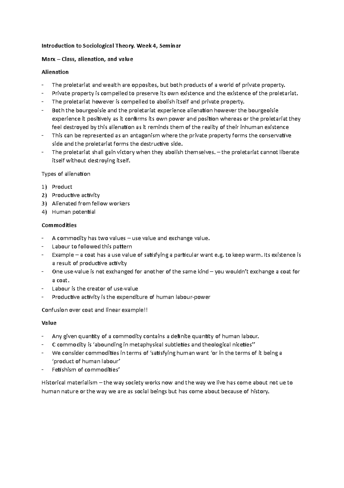 Marx: class, alienation and value - Introduction to Sociological Theory ...