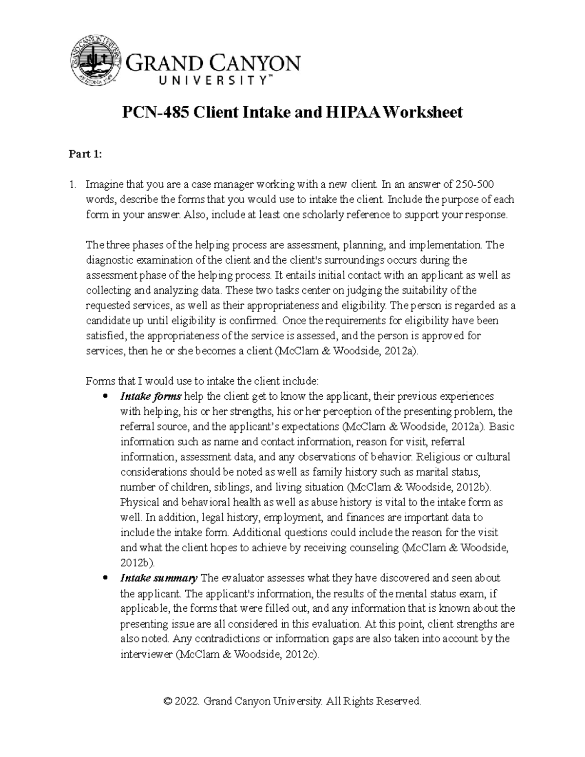 PCN-485 T1 Client Intake & HIPAA Compliance Overview Worksheet - Studocu