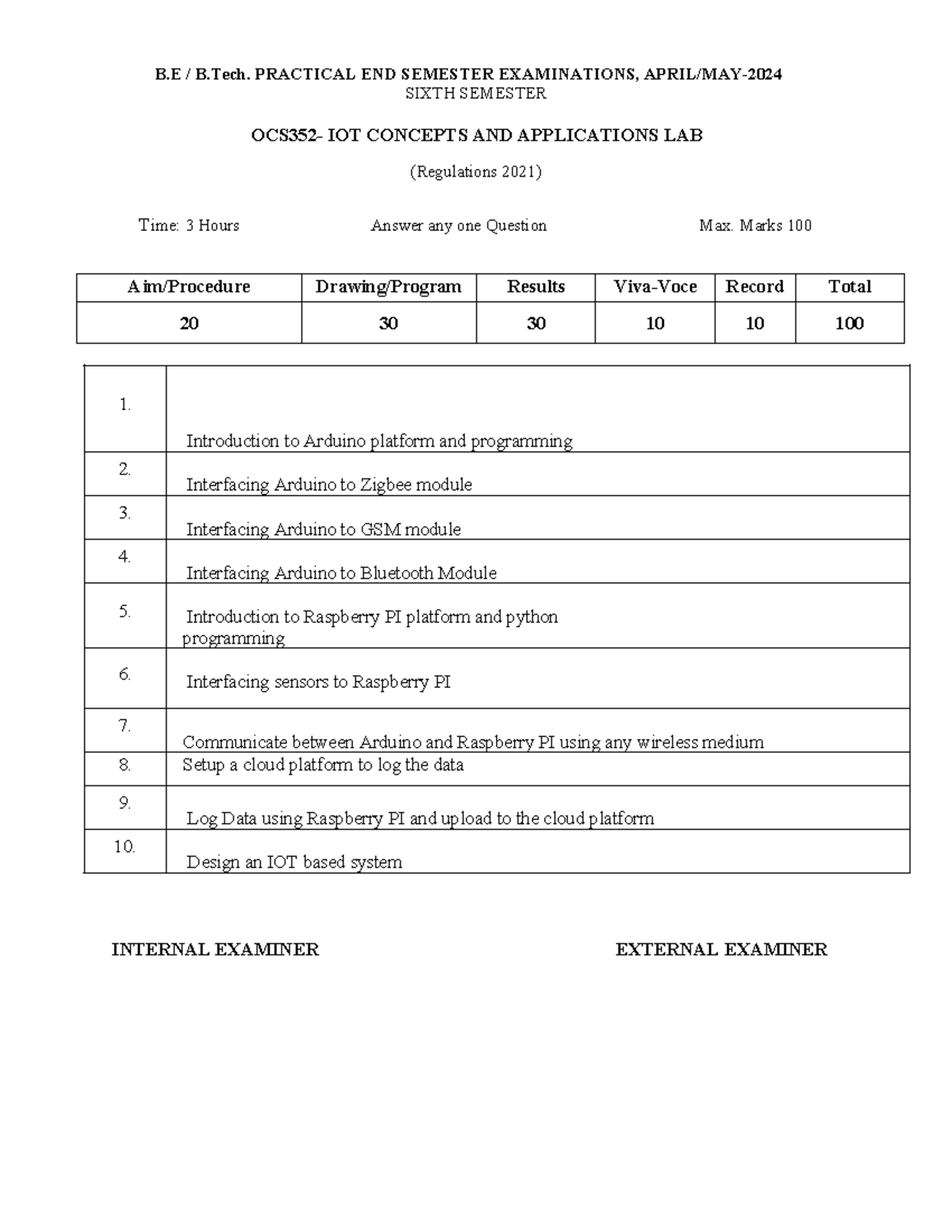 OCS352: IOT Concepts and Applications Lab - End Semester Exam Guide - Studocu