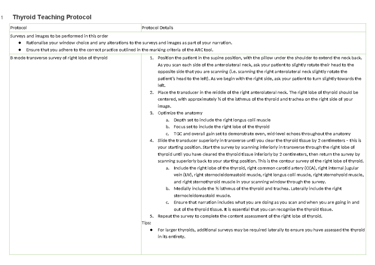 Thyroid Teaching Protocol 2025: Comprehensive Scanning Guide - Studocu
