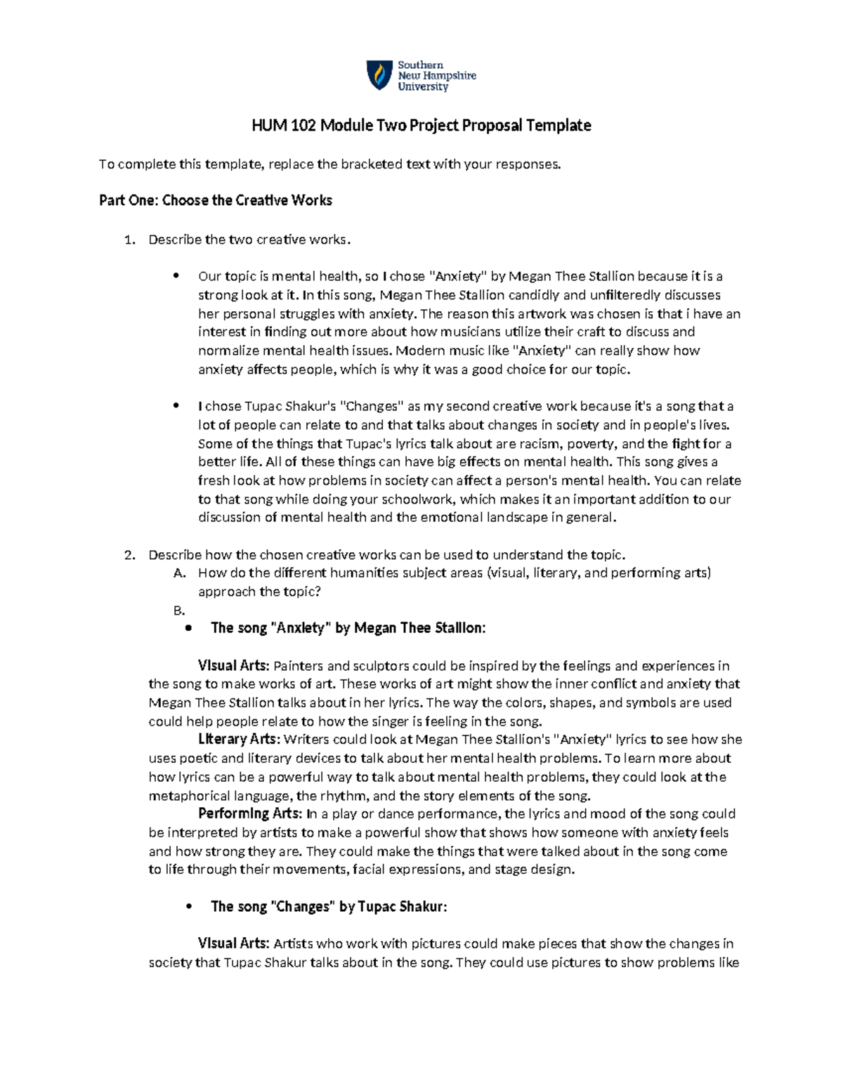 HUM 102 Module Two Project Proposal on Mental Health Through Art - Studocu