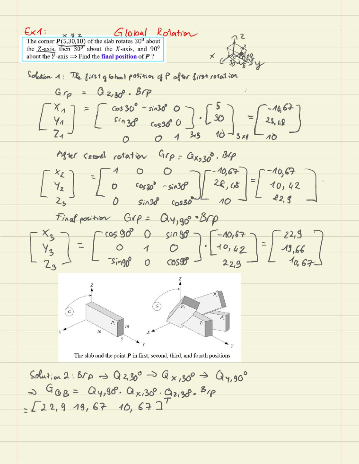 Ex1: Global Rotation Analysis and Positioning of Point P in 3D - Studocu
