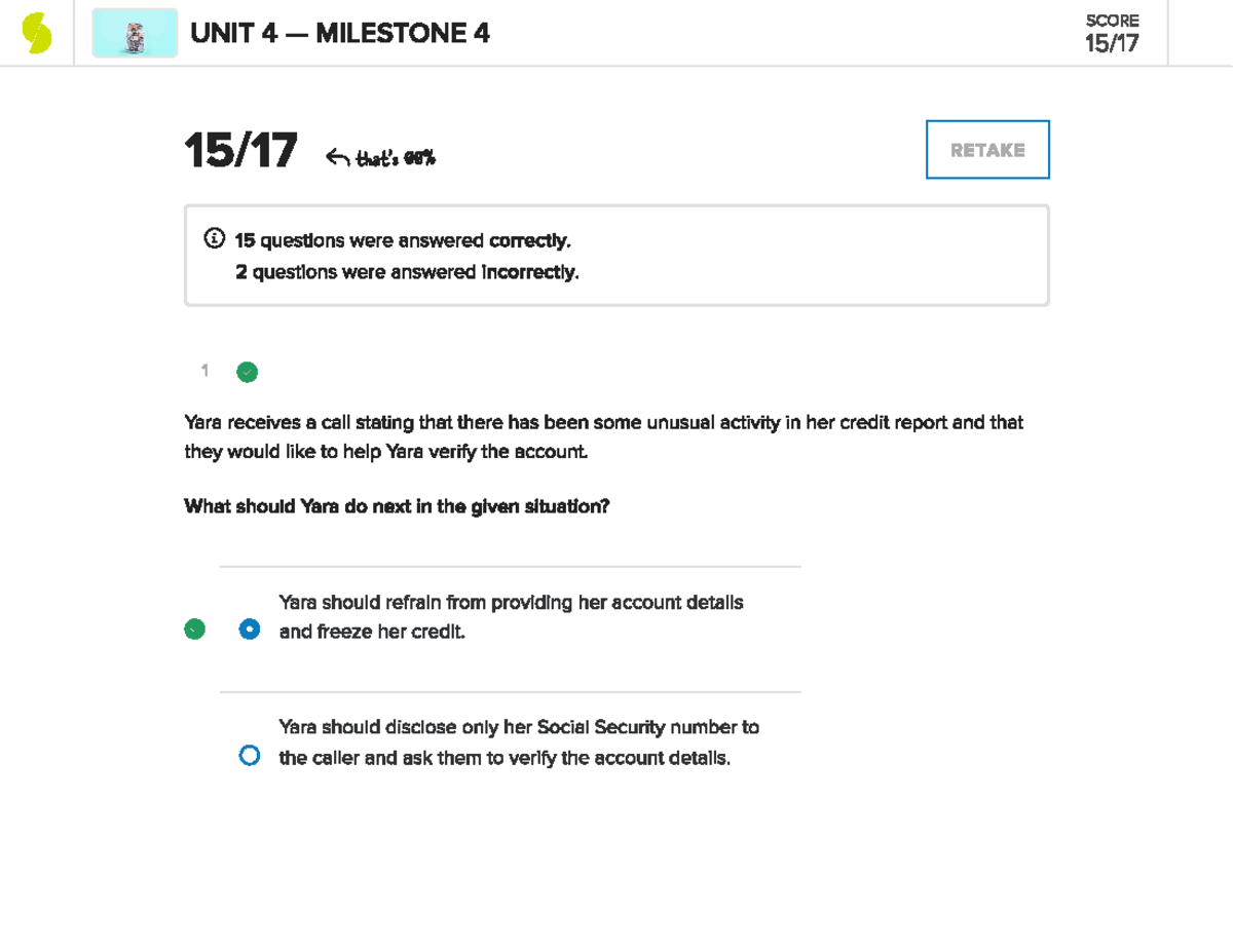 Personal Finance U4 Milestone 4 Assessment Guide - Studocu