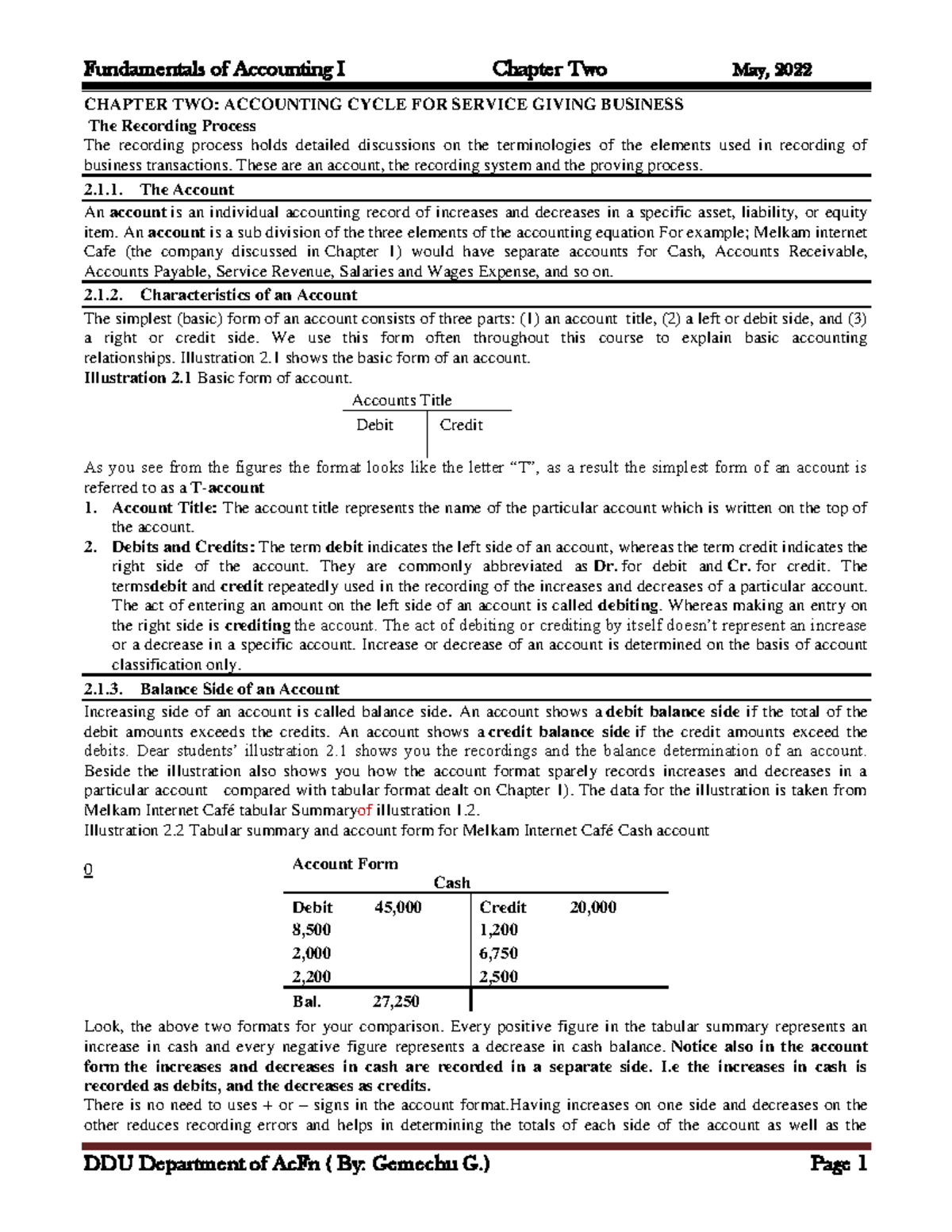 Fundamentals of Accounting I: Chapter 2 - The Accounting Cycle - Studocu