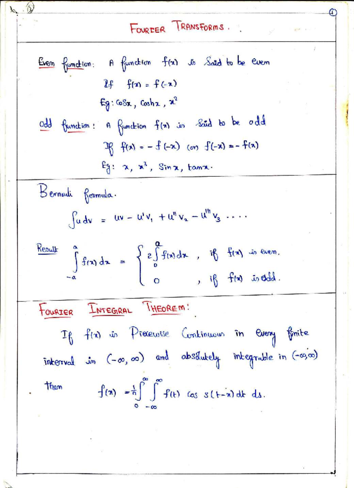 Fourier Transforms: Even and Odd Functions Explained (MATH 221) - Studocu