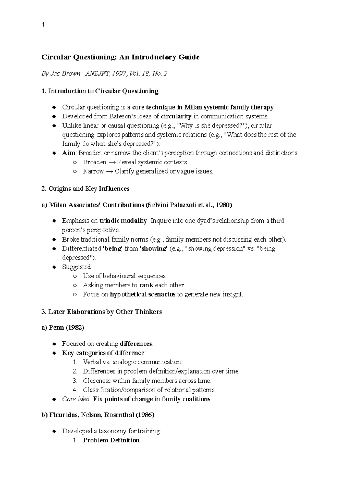Circular Questioning in Family Therapy: An Introductory Guide (PSY 101 ...