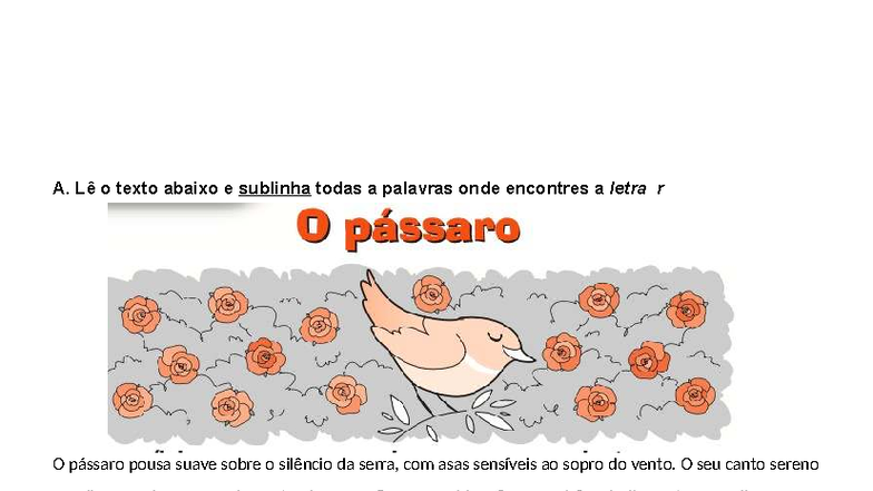 2. s:ss LM 2 - Casos de leitura s ou ss - A. Lê o texto abaixo e ...