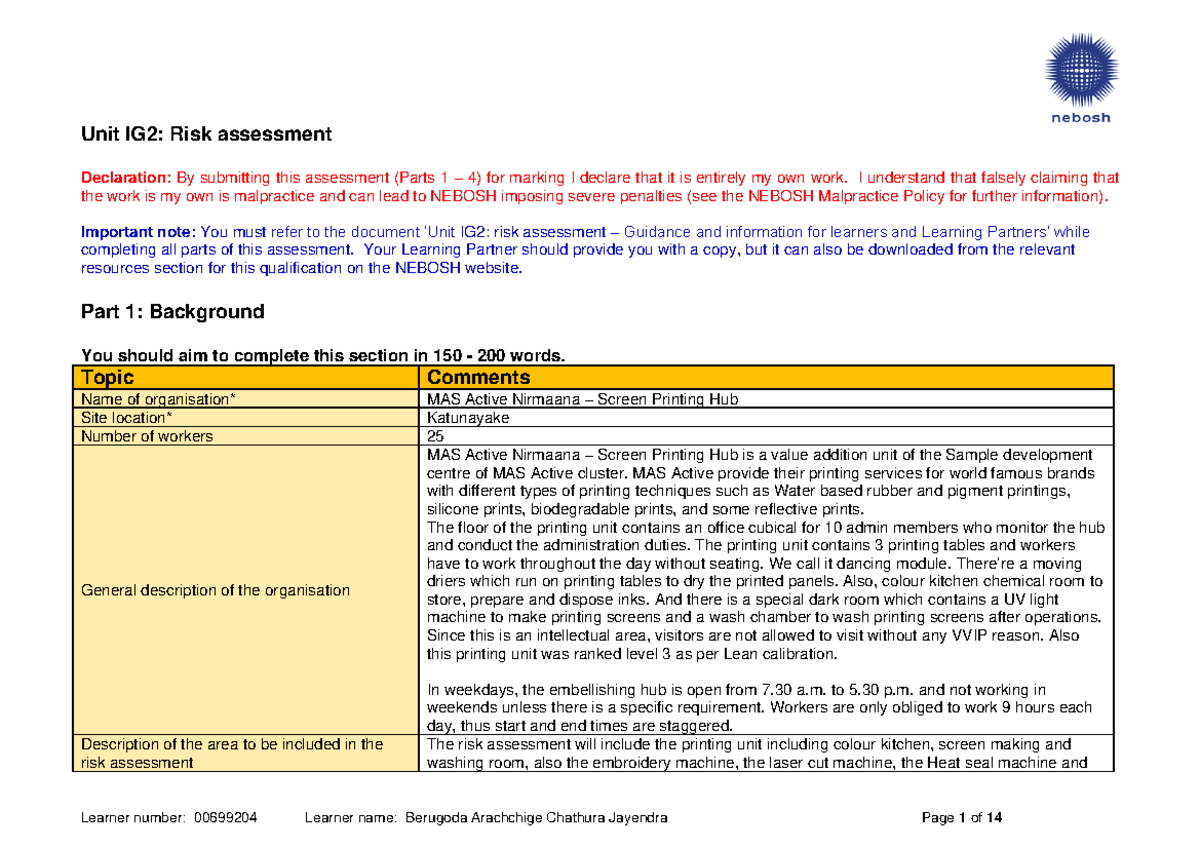 00699204 - Risk Assessment Case Study for MAS Active Nirmaana Printer ...
