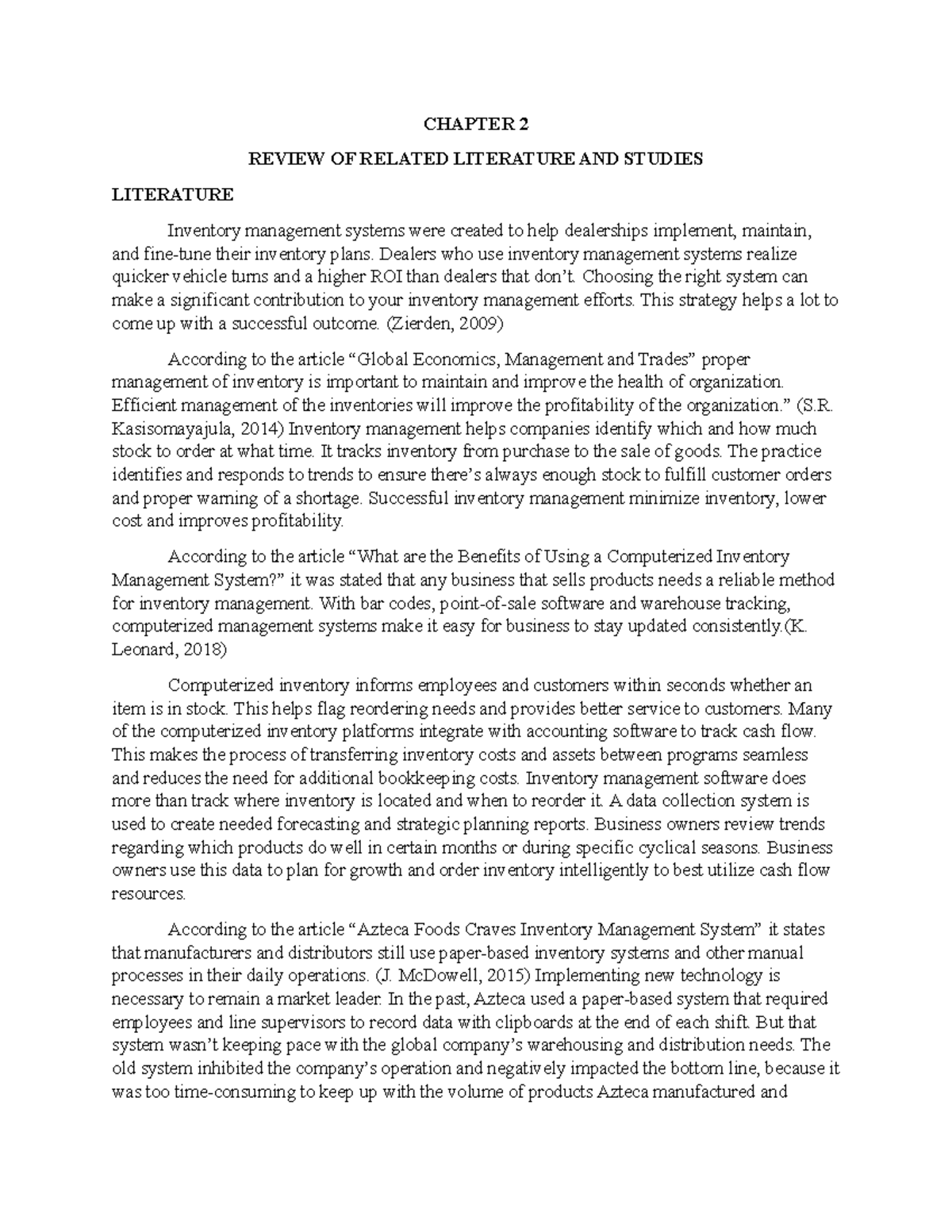 Chapter 2 - Review of Related Literature on Inventory Management ...